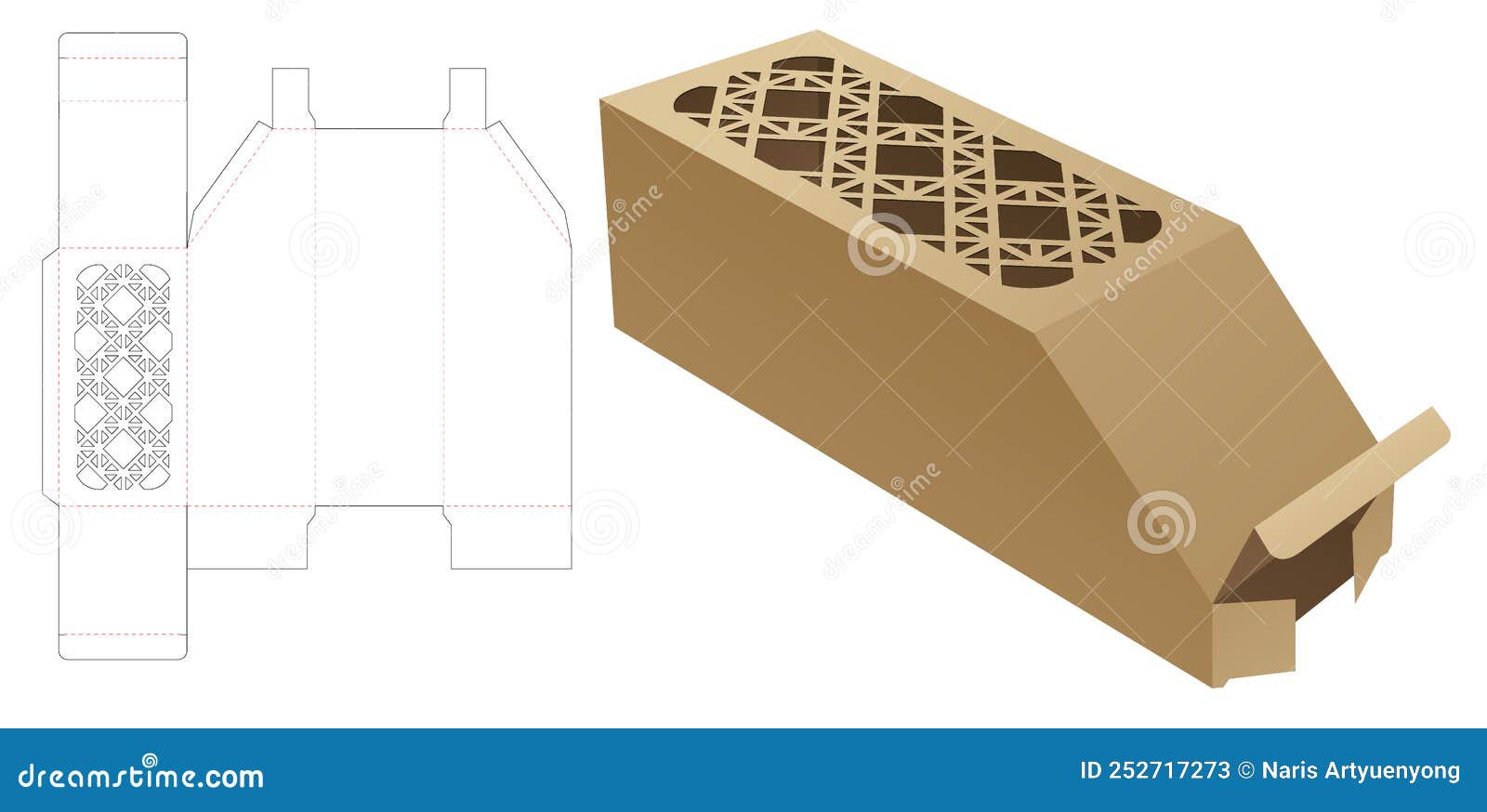 Angle Long Box with Stenciled Geometric Pattern Die Cut Template and 3D ...