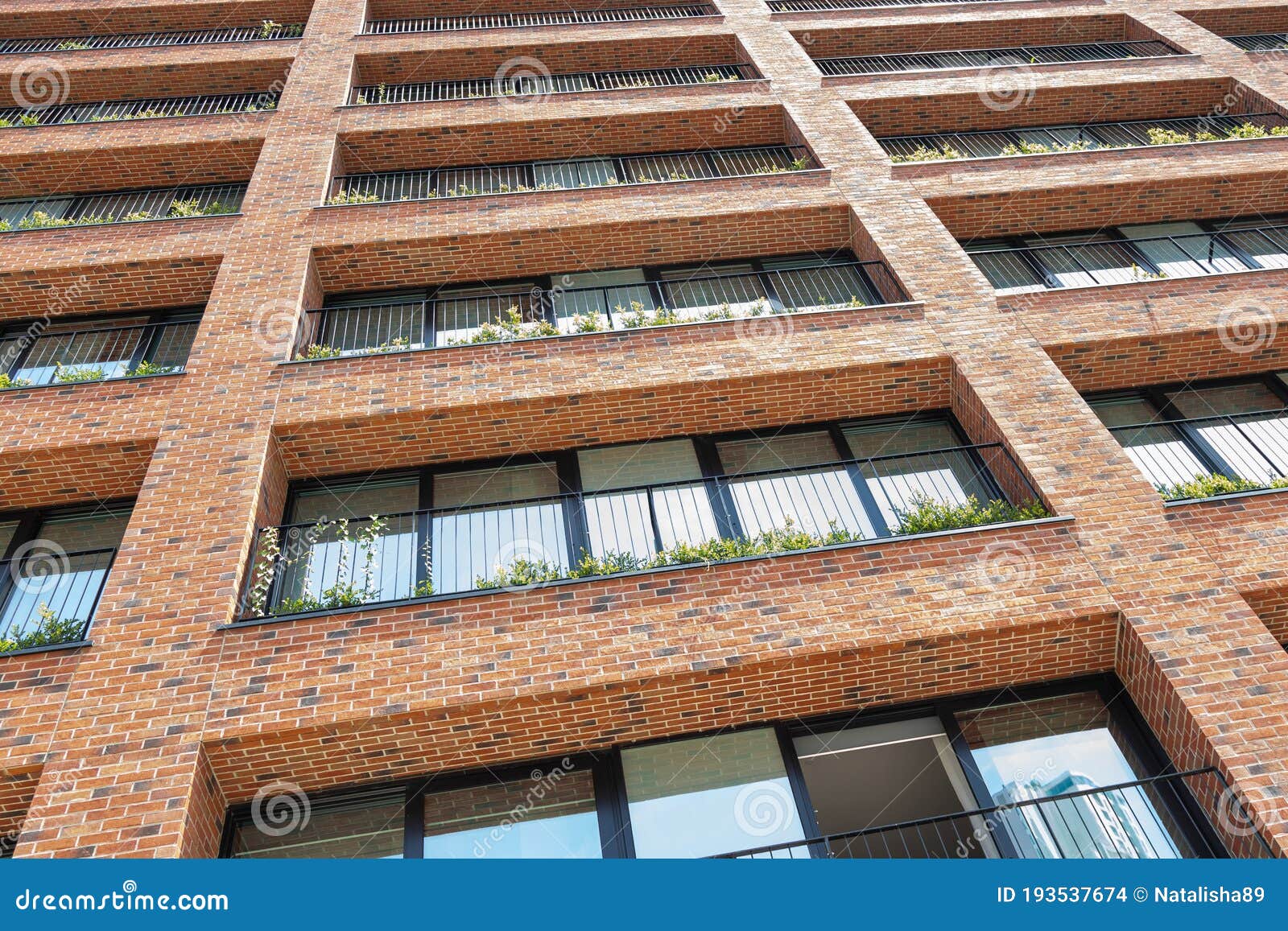 Angle Point of View on a Modern Brick Apartment Building Facade ...