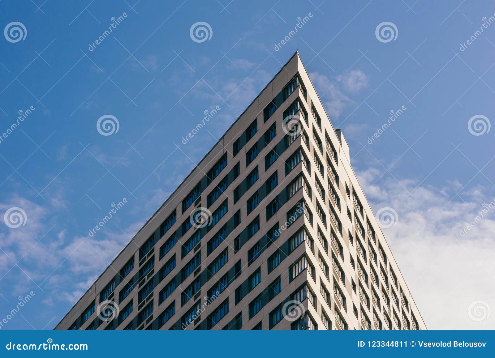 Angle of the Skyscraper on the Sky Background. Stock Image - Image of ...