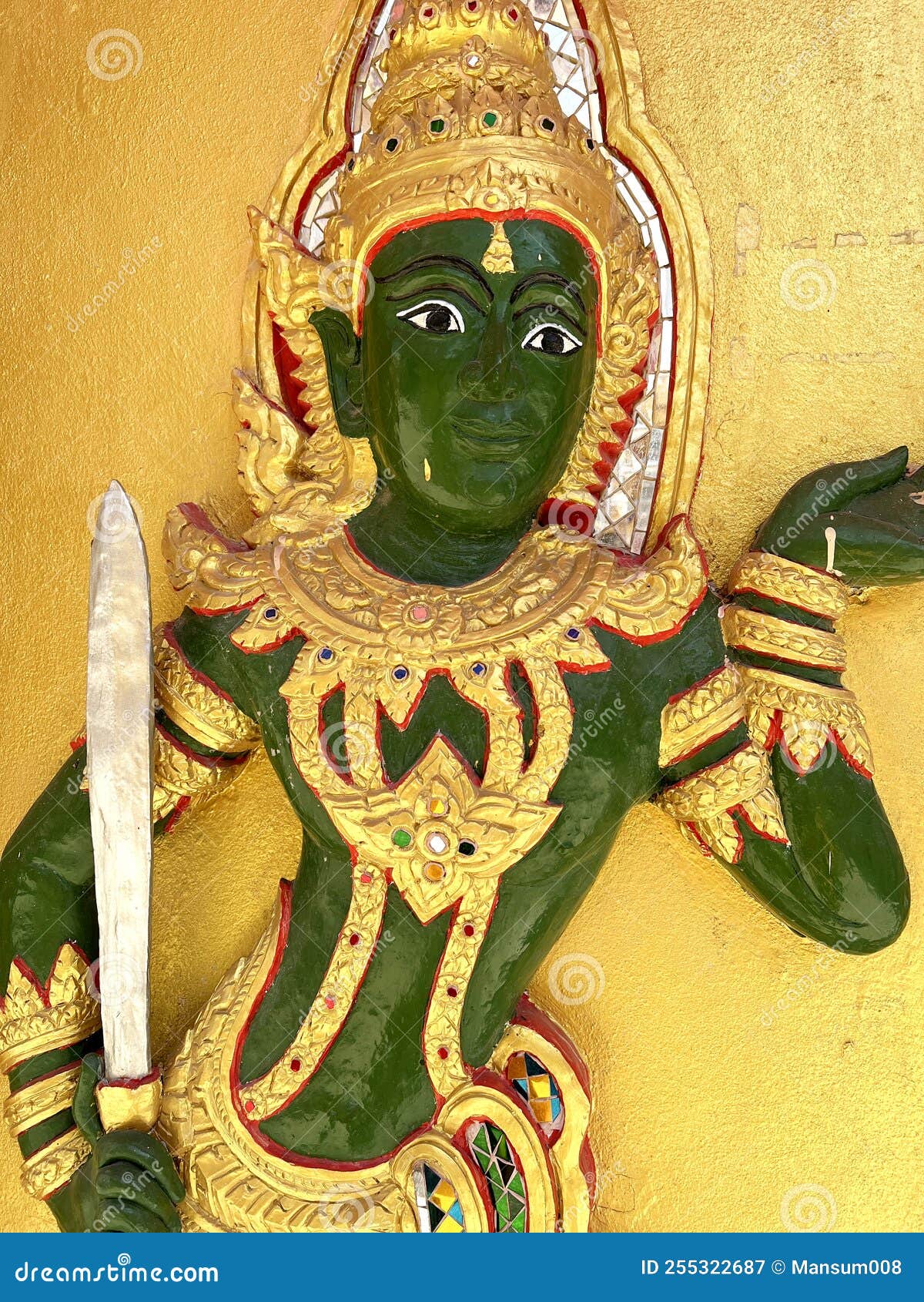 Angle statue in the temple stock image. Image of beautiful - 255322687