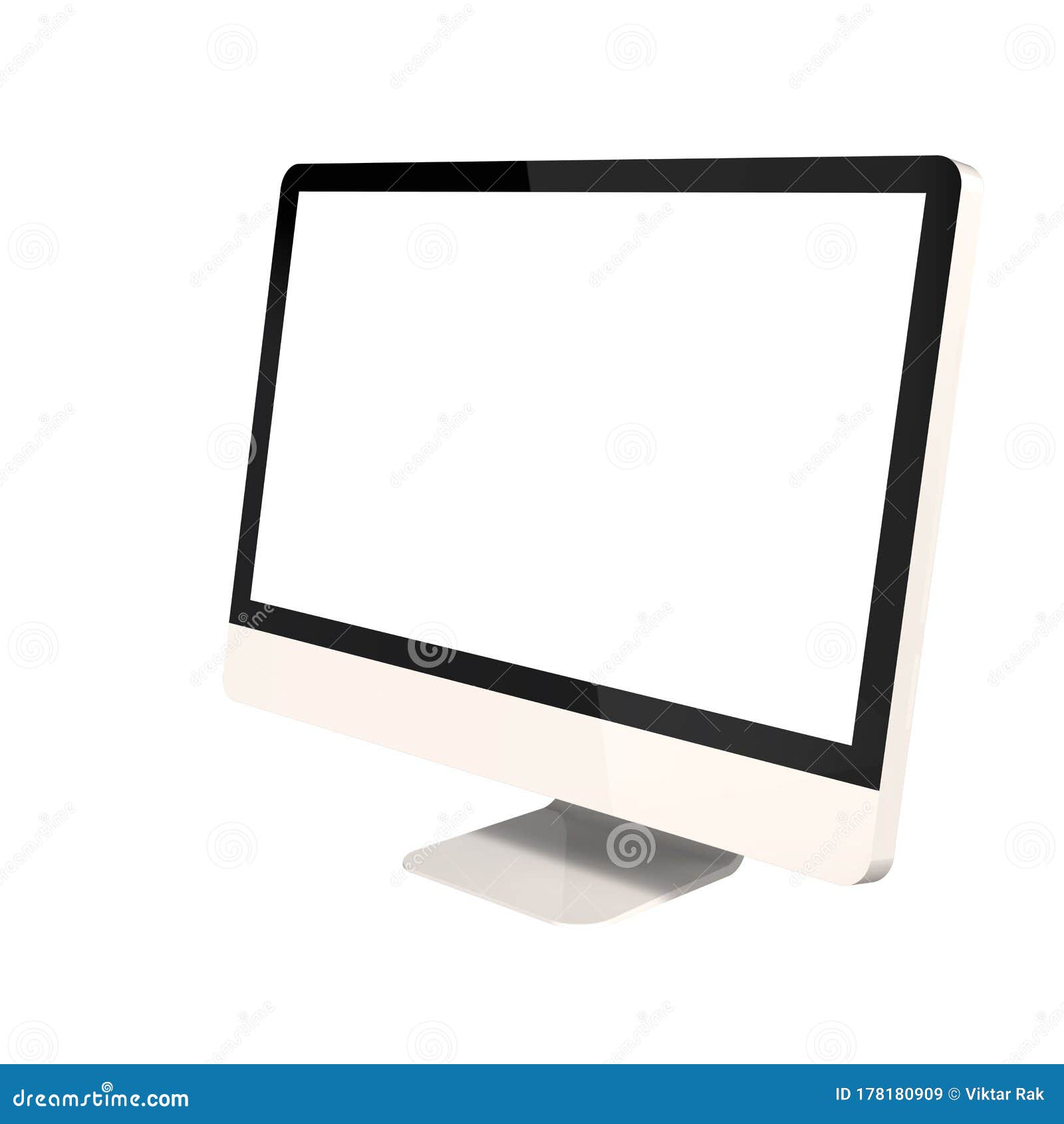 Angle View of Blank PC Monitor Isolated on White Background. 3D Render ...