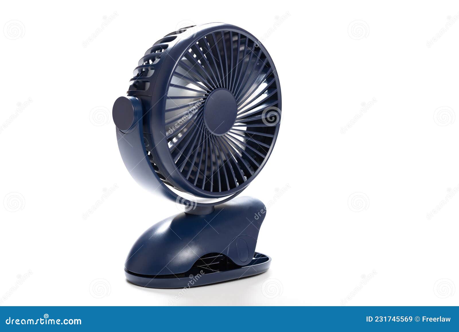 Blue Portable and Rechargeable Fan on White Background Stock Image ...