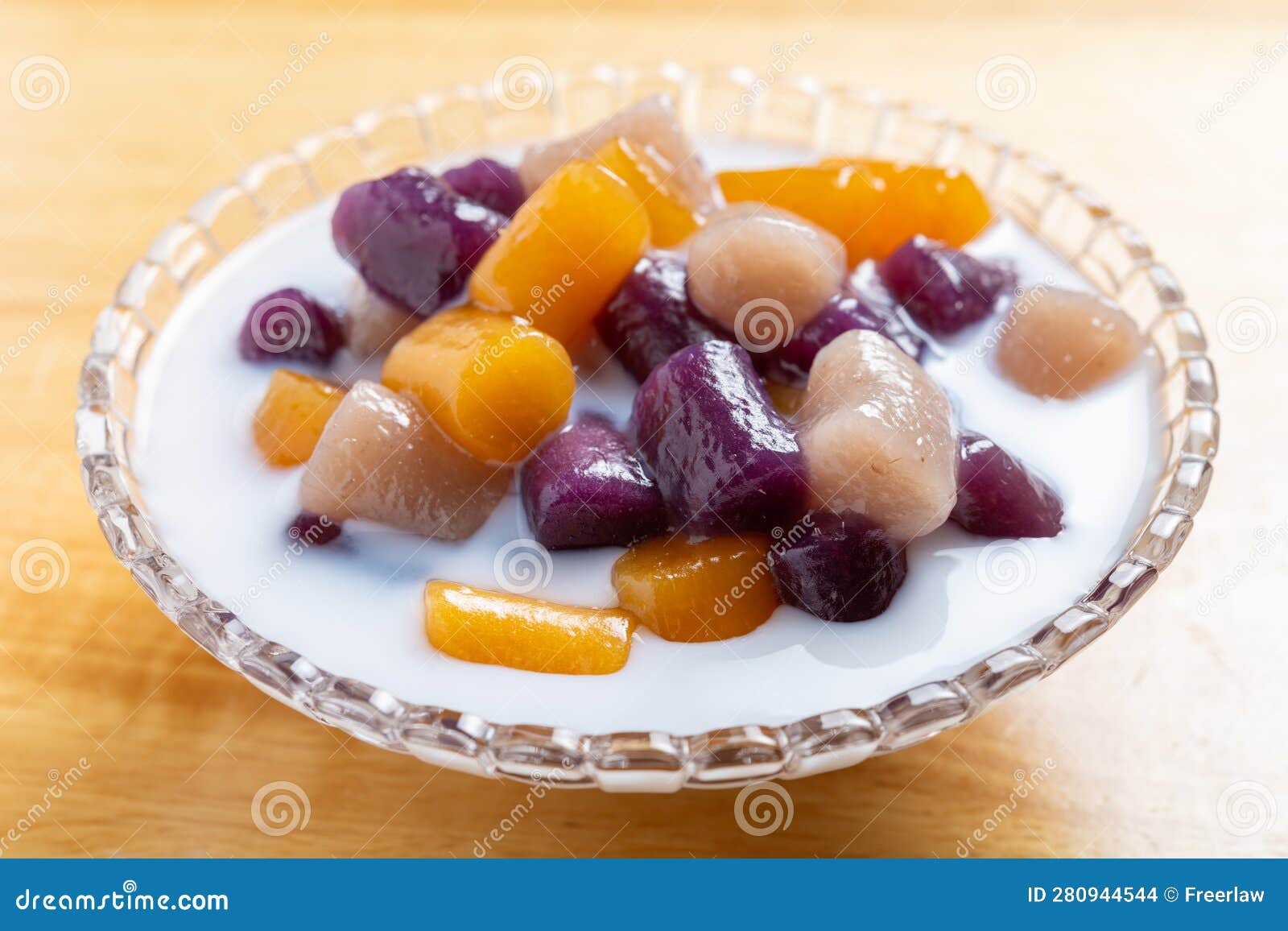 Bowl of Syrup with Taro Balls and Milk Stock Photo - Image of healthy ...