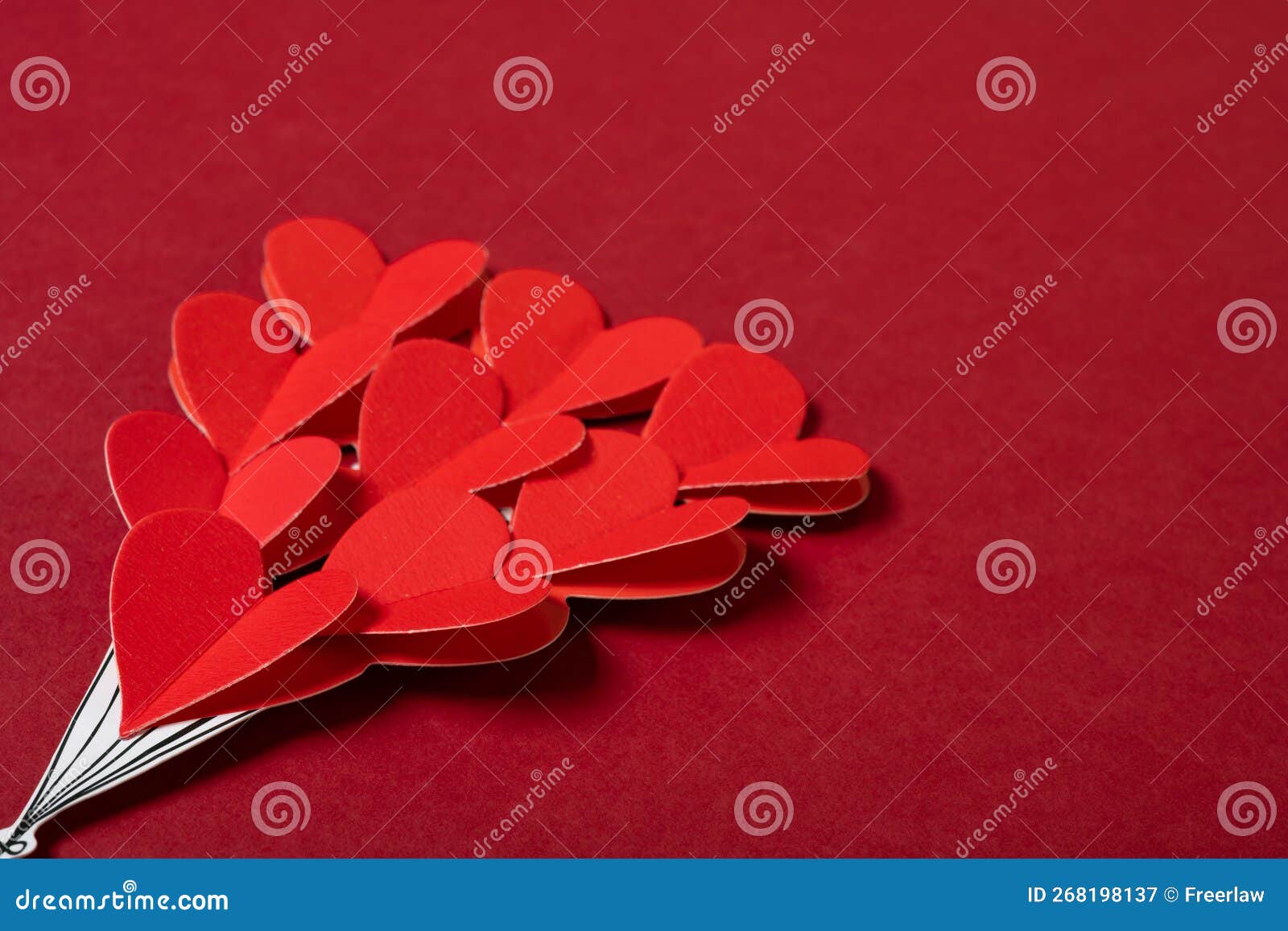 Angle View Bunch of Red Hearts on Red Background Horizontal Composition ...