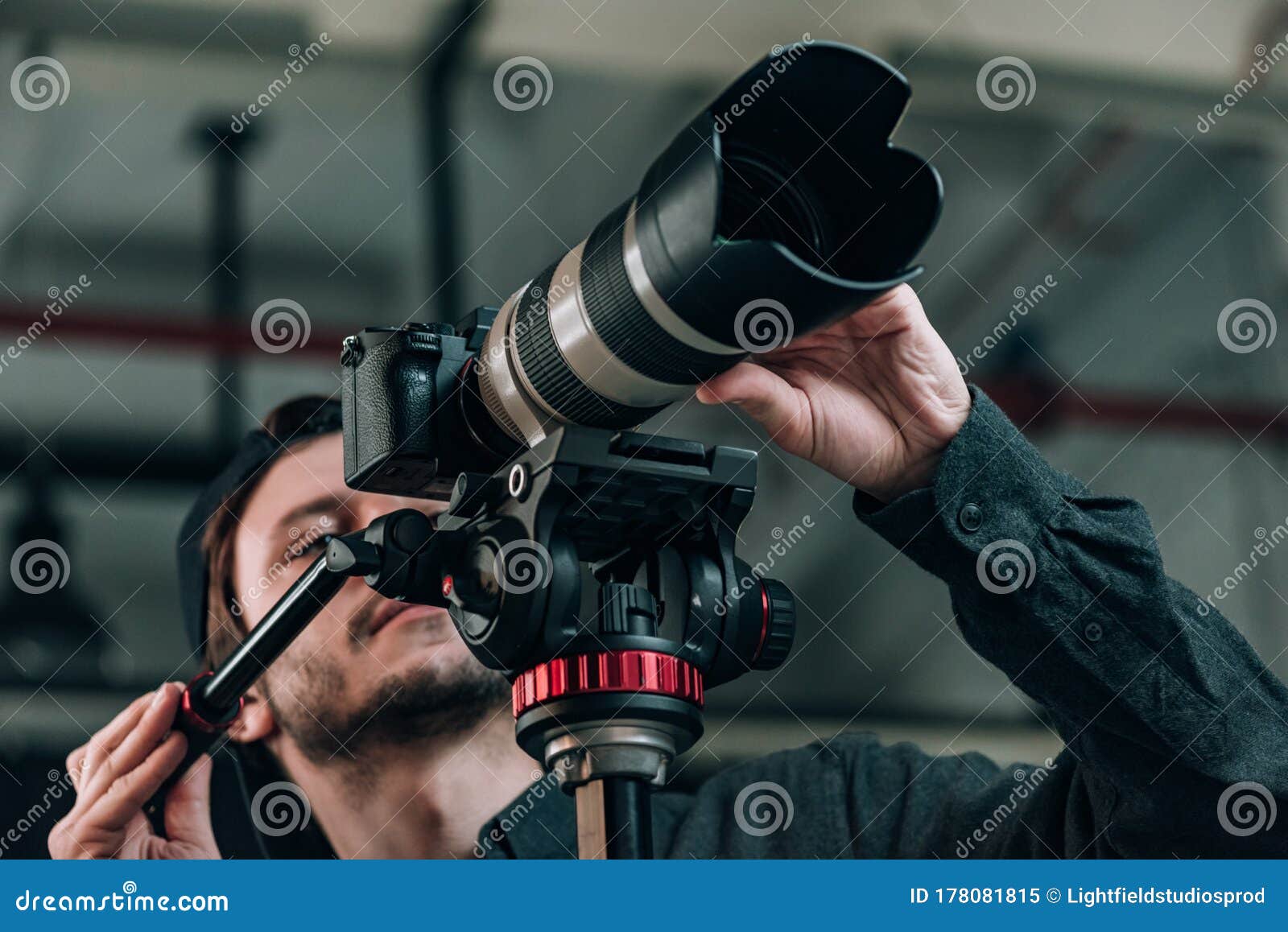 Angle View of Cameraman Looking at Camera Display Stock Image - Image ...