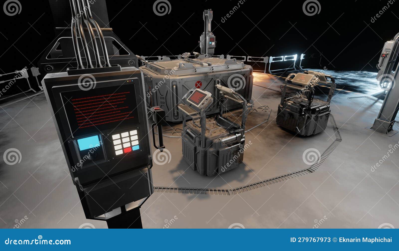 Angle View Computer Center in Control Room Stock Illustration ...