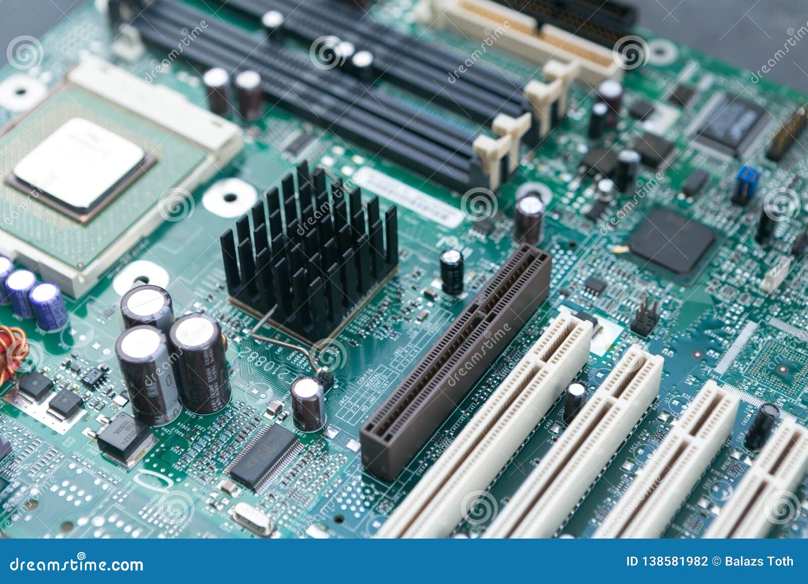 Angle View of a Computer Motherboard Chip Stock Photo - Image of ...