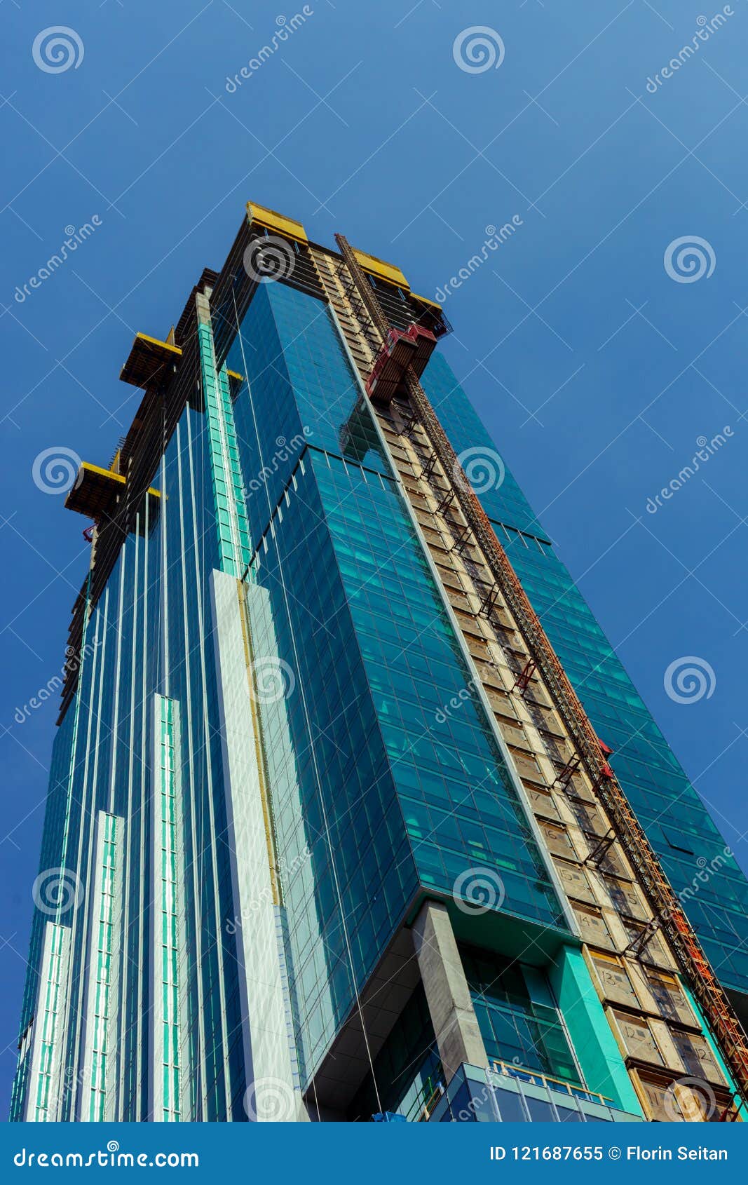 Angle View of Glass Skyscraper Under Construction in Chicago Downtown ...