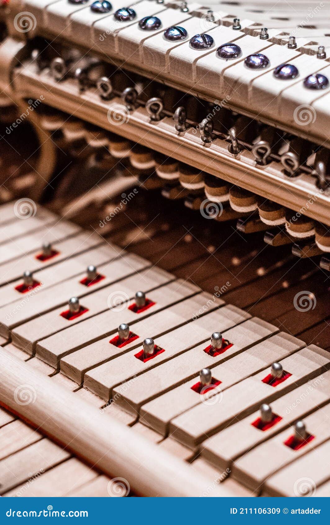 Angle View at Grand Piano Keyboard Inside Hammers and Strings ...