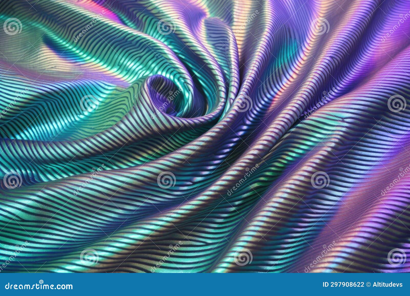 Angle View of Holographic Fabric Ripples Stock Photo - Image of fashion ...
