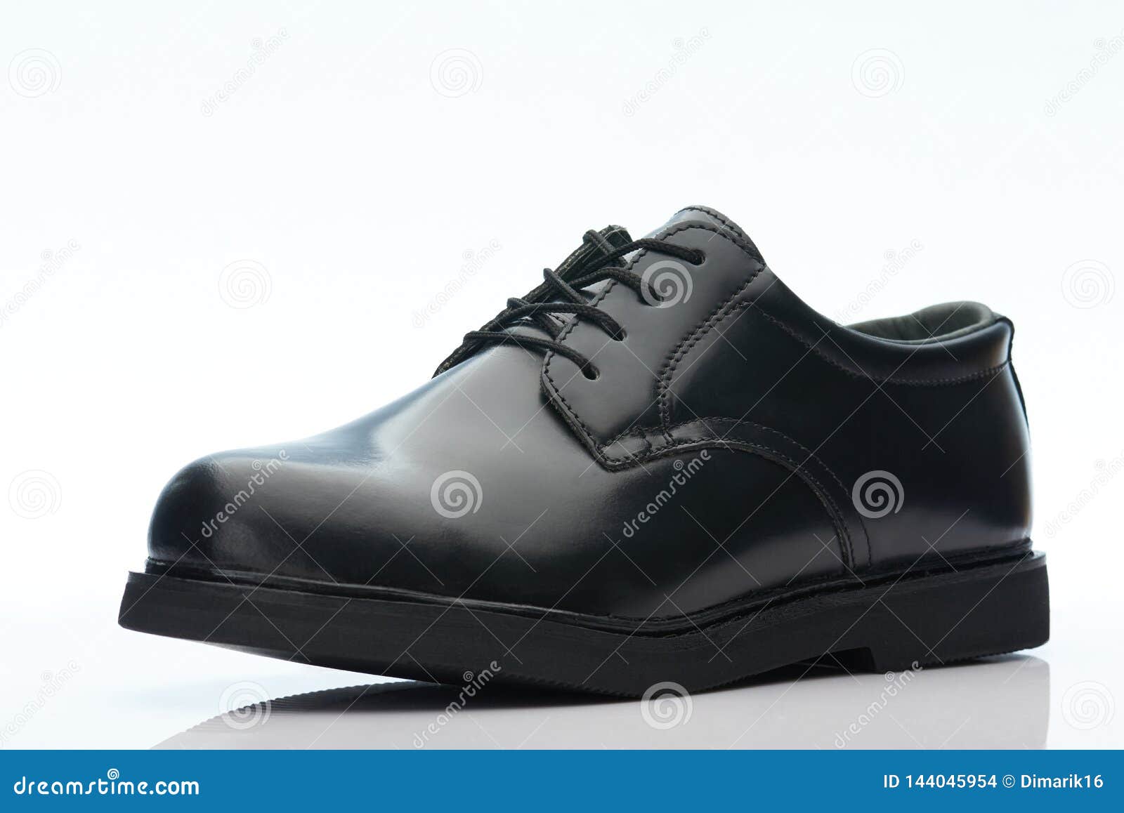 Angle View of Leather Classic Shoe Stock Photo - Image of male, black ...
