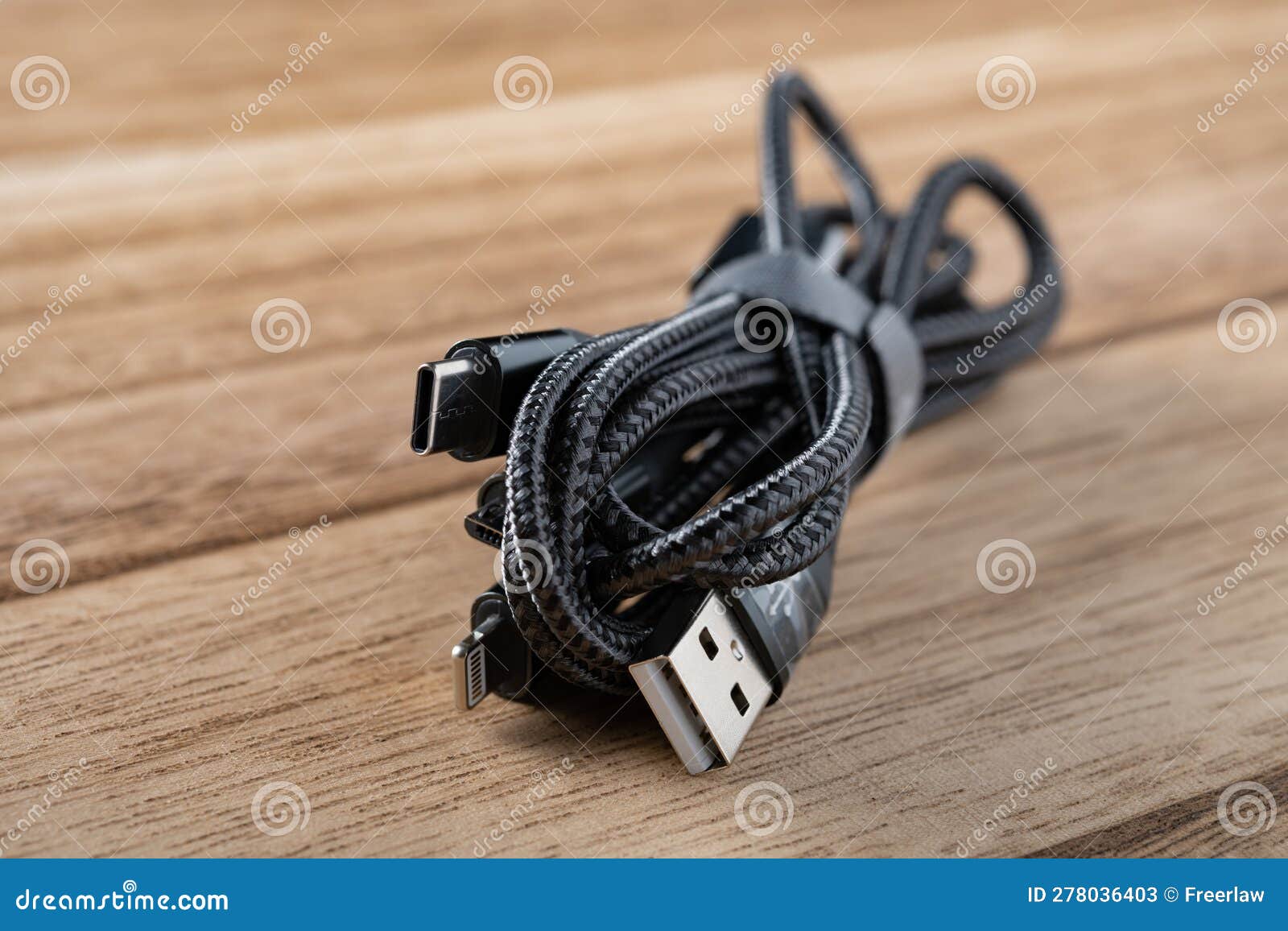 Multi-plug Cable on a Wood Background Stock Image - Image of view ...