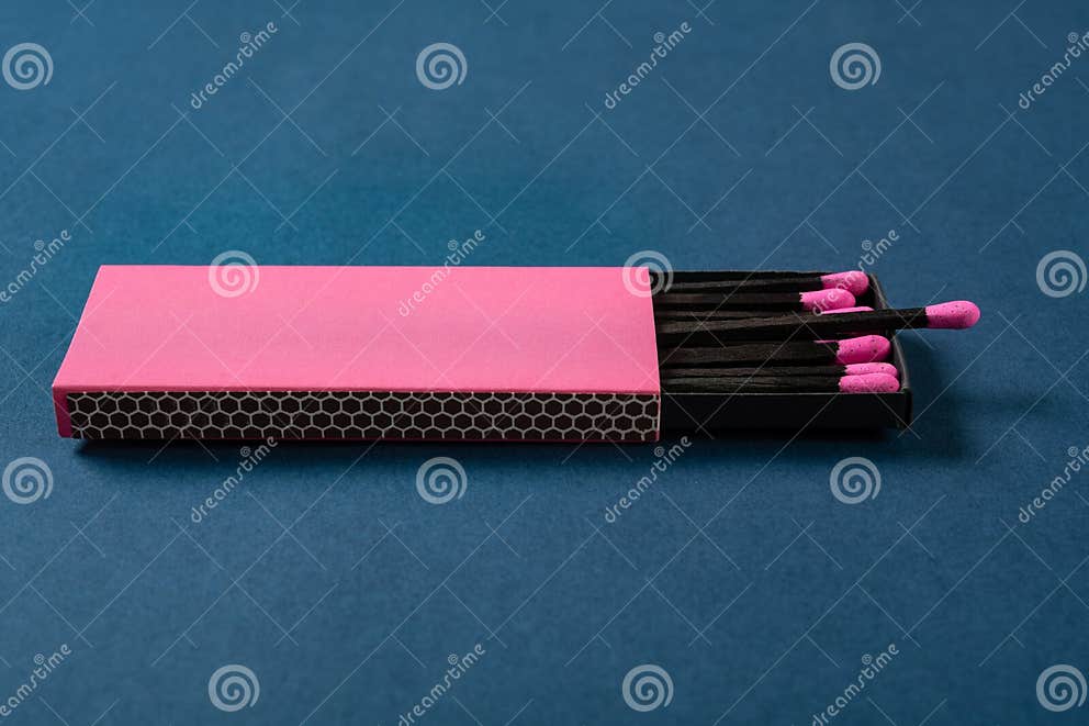 Pink Matchbox on a Blue Background Stock Photo - Image of view, people ...