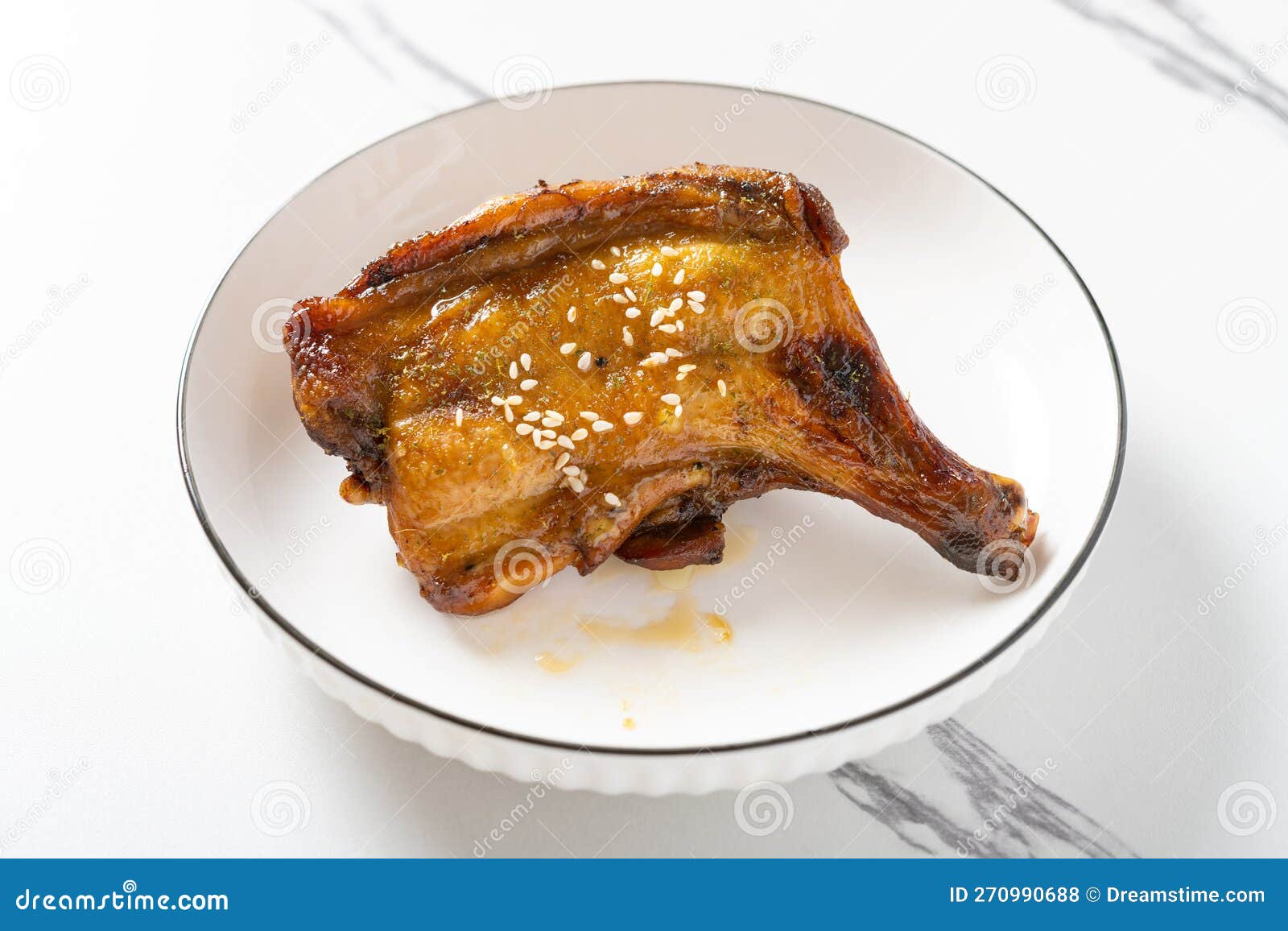 Angle View Roasted Chicken Drumstick Horizontal Composition Stock Photo ...