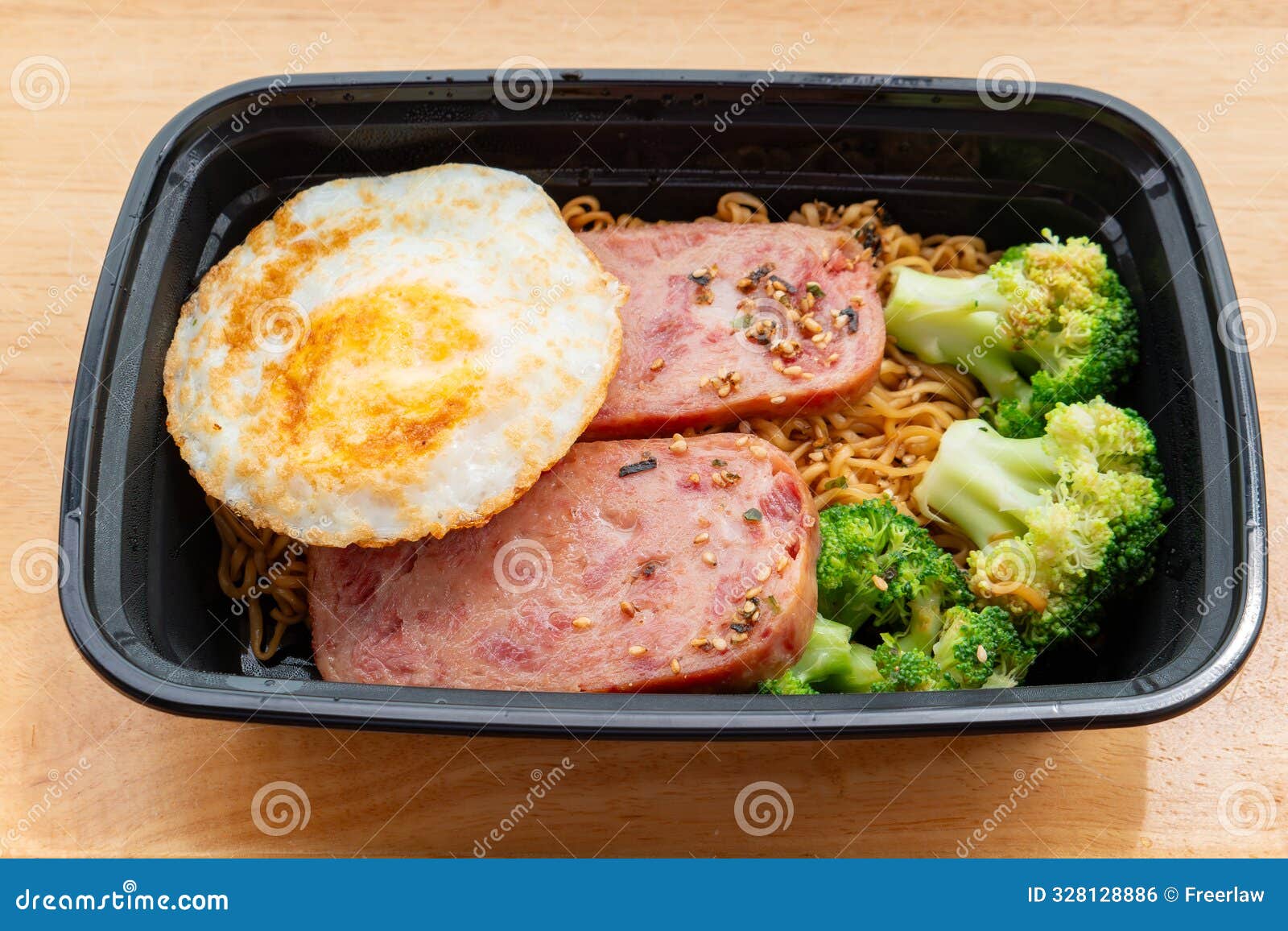 Take-out Fast Food of Egg with Noodles at Horizontal Composition Stock ...