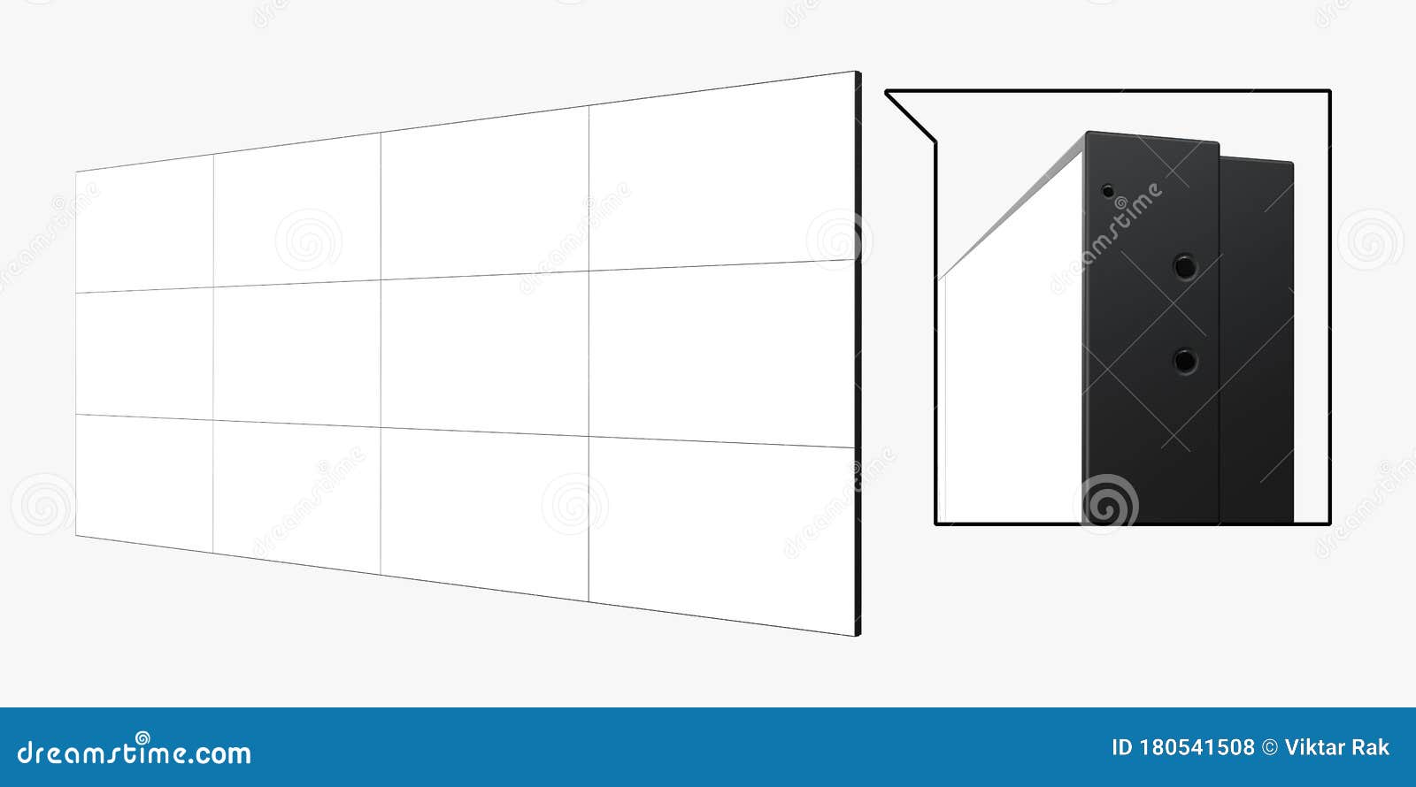 Angle View of 4x3 Video Wall 12 Screens Template Isolated on White ...