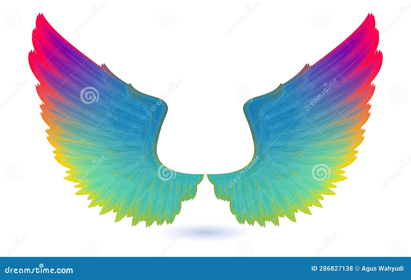 Realistic Fantasy White Angle Wings. 3D Render.. Stock Illustration ...