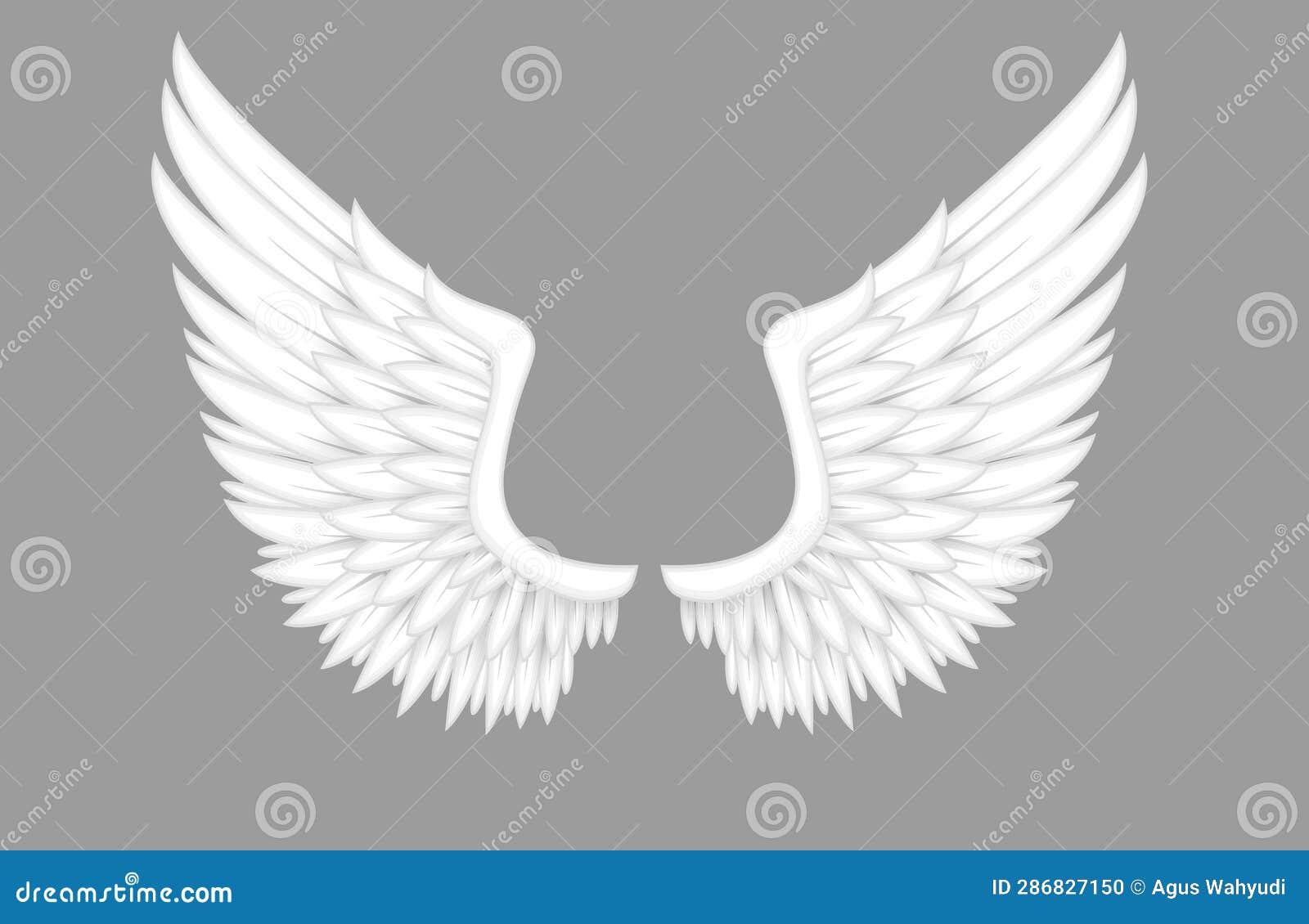 Realistic Fantasy White Angle Wings. 3D Render.. Stock Illustration ...