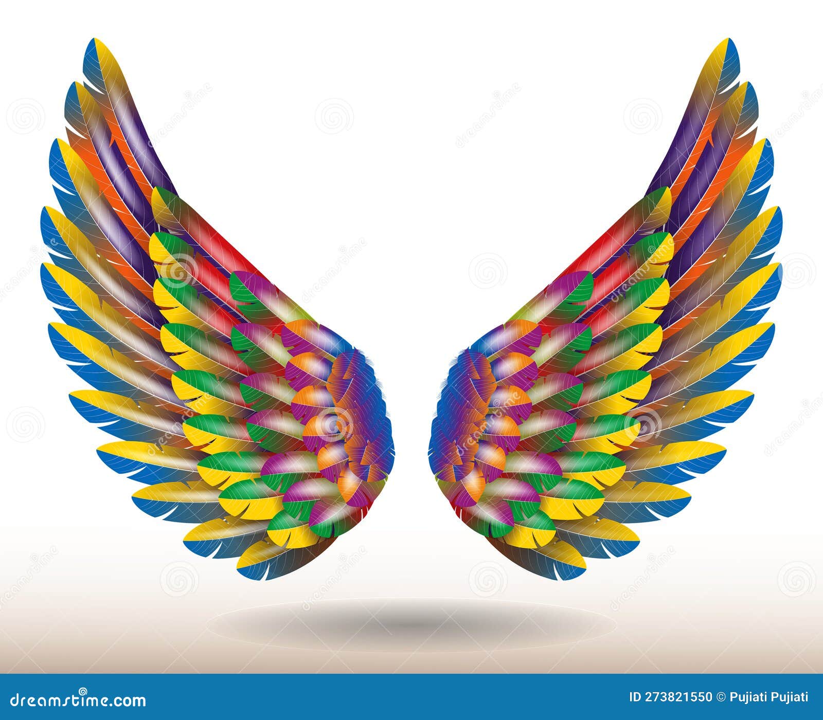 Realistic Rainbow Angel Wings Isolated - 3d Illustration. Stock ...