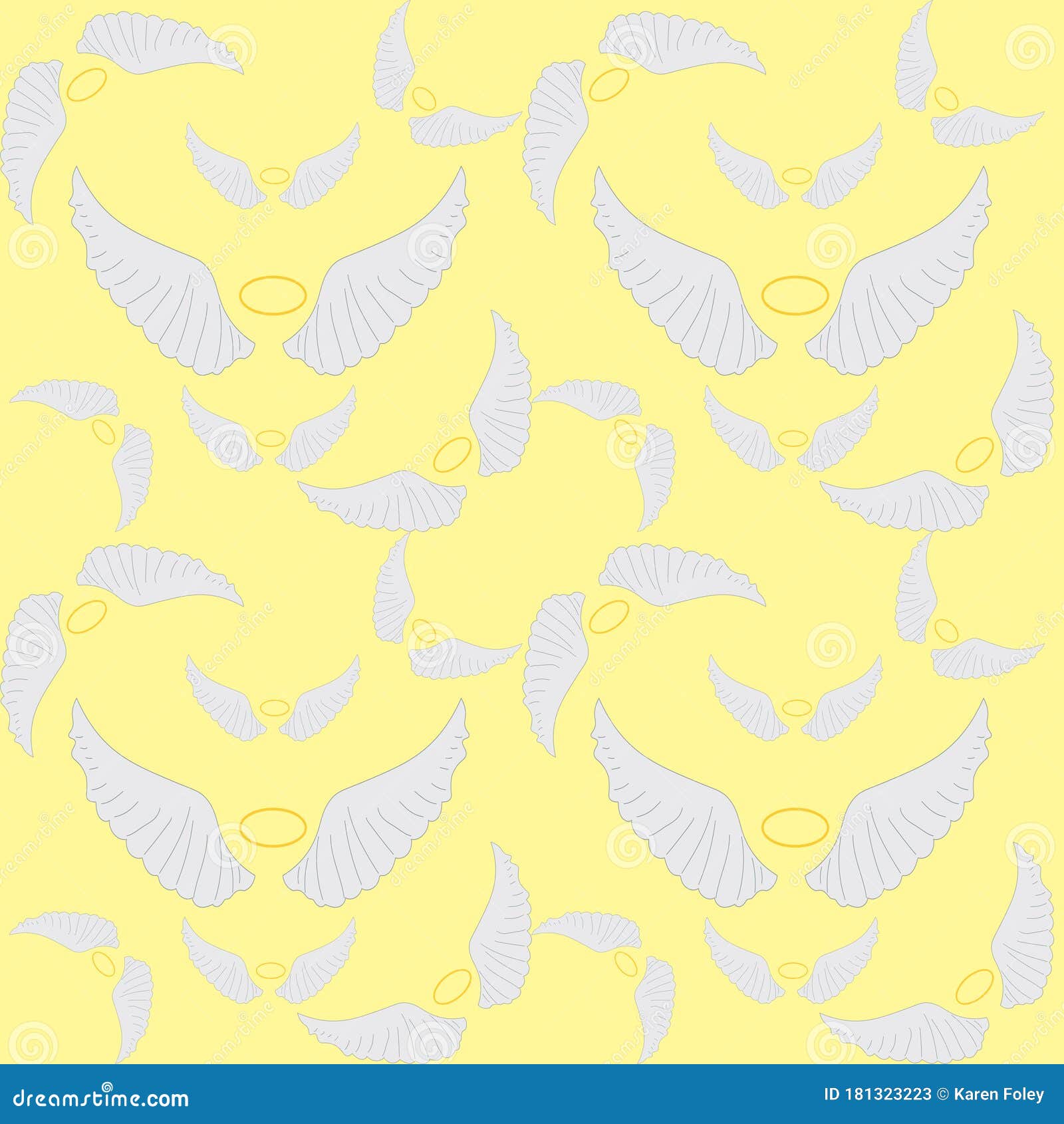 Angle Wings and Halos Repeating Pattern Stock Illustration ...