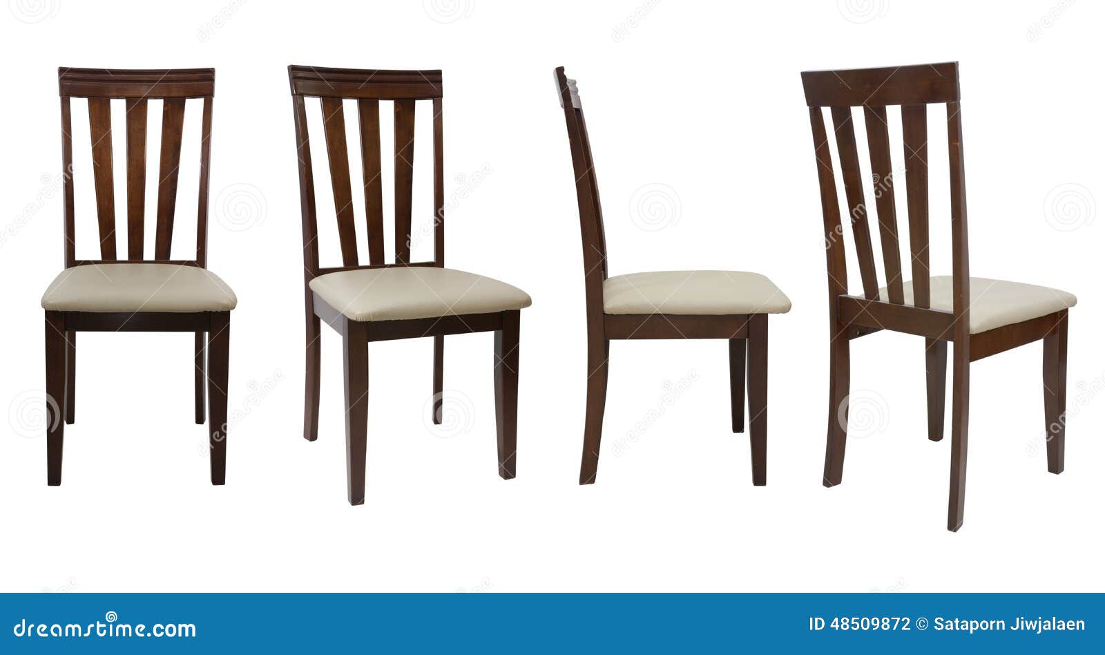 4 Angle Wooden Chair Isolated on White Background Stock Photo - Image ...