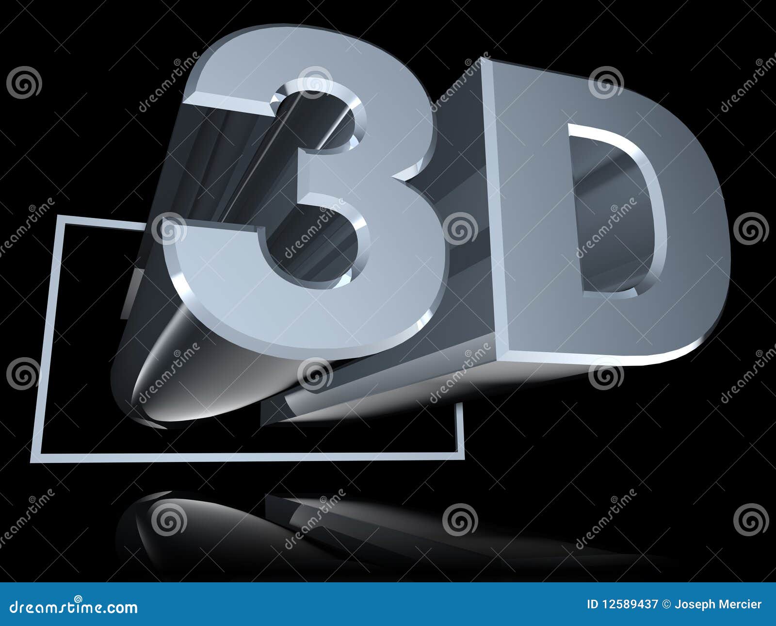 Angled 3D Reflected on Black Stock Illustration - Illustration of ...