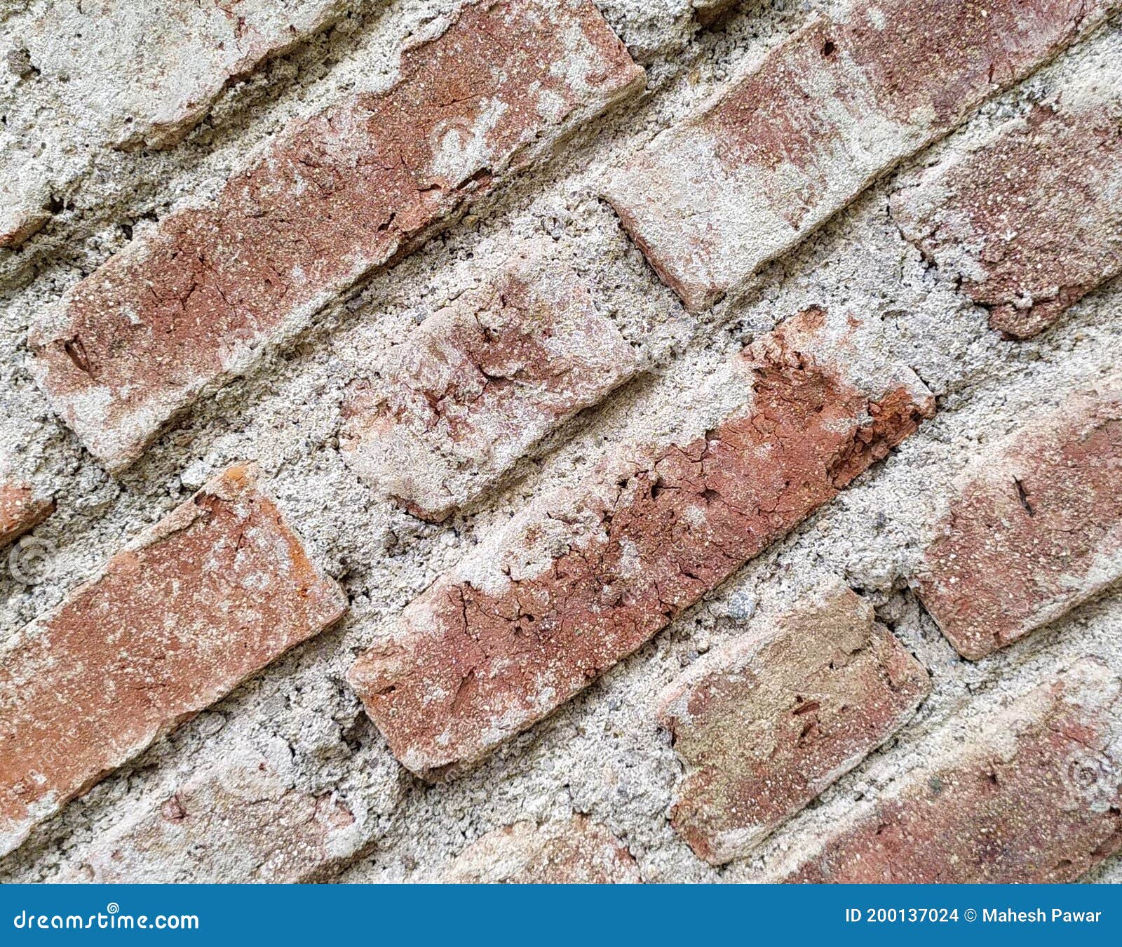 Angled Aging Brown Brick Blocks between Creeks of Concrete Stock Photo ...