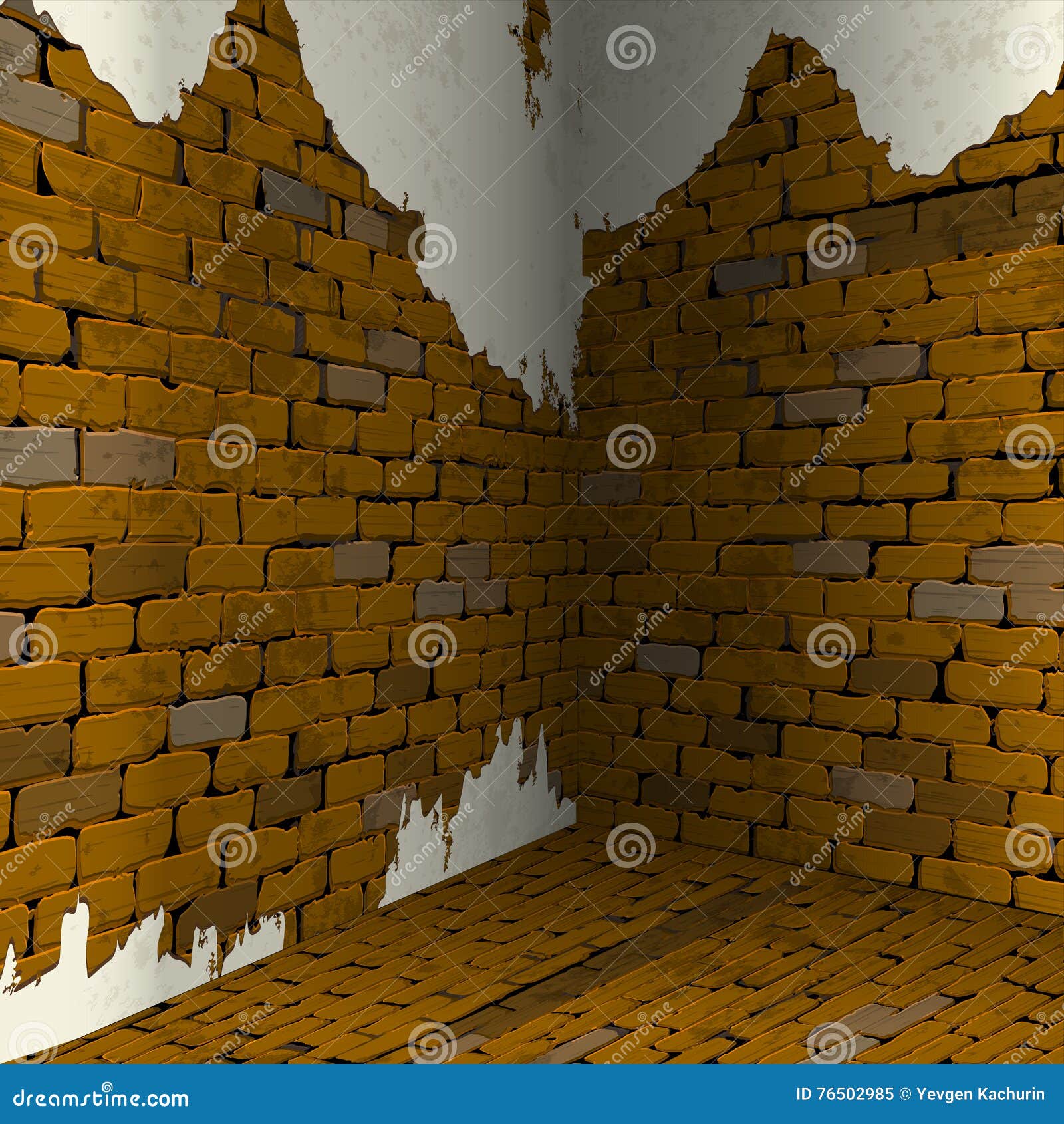 Angled brick wall volume stock vector. Illustration of room - 76502985