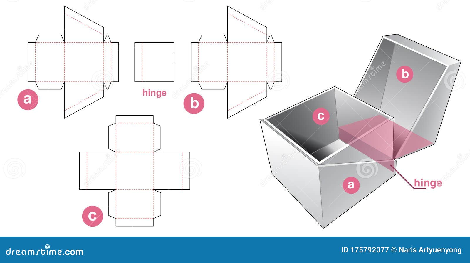 Angled Cuff Box Die Cut Template Design Cartoon Vector | CartoonDealer ...