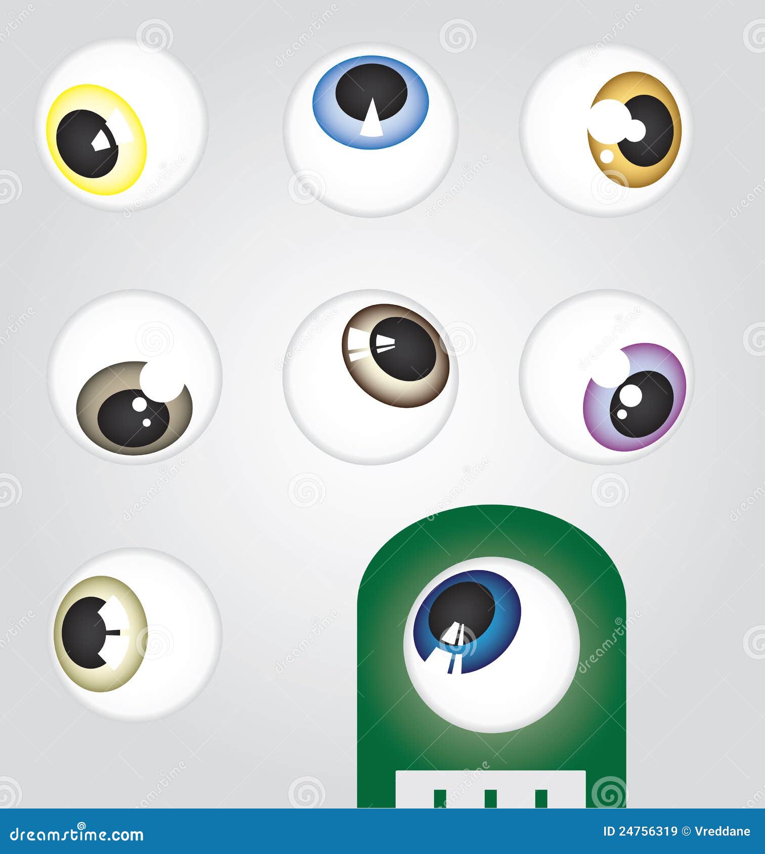 Angled Eyeballs stock vector. Illustration of sense, grey - 24756319