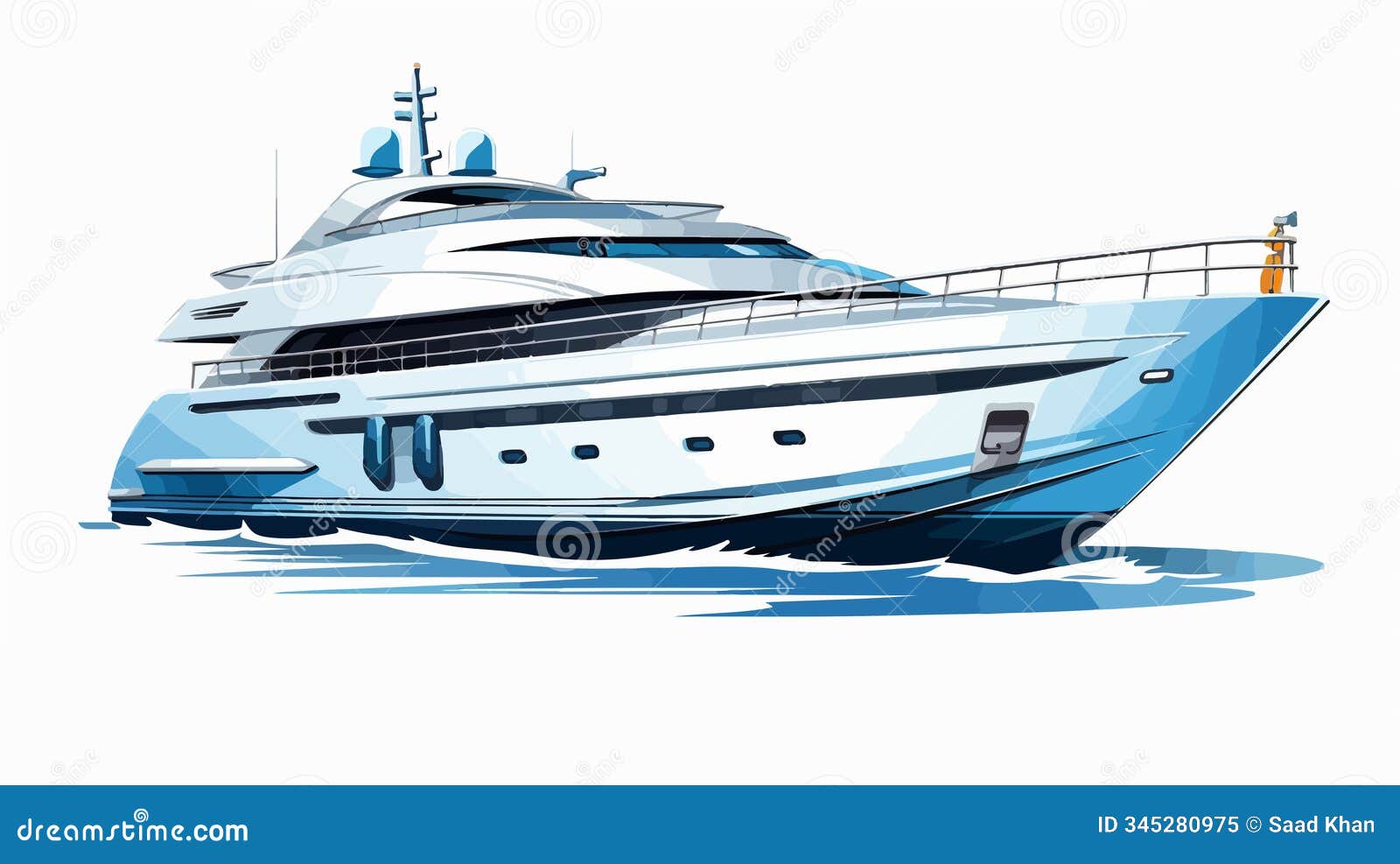 Angled Image of Modern Yacht Drawing Graphic Stock Vector ...