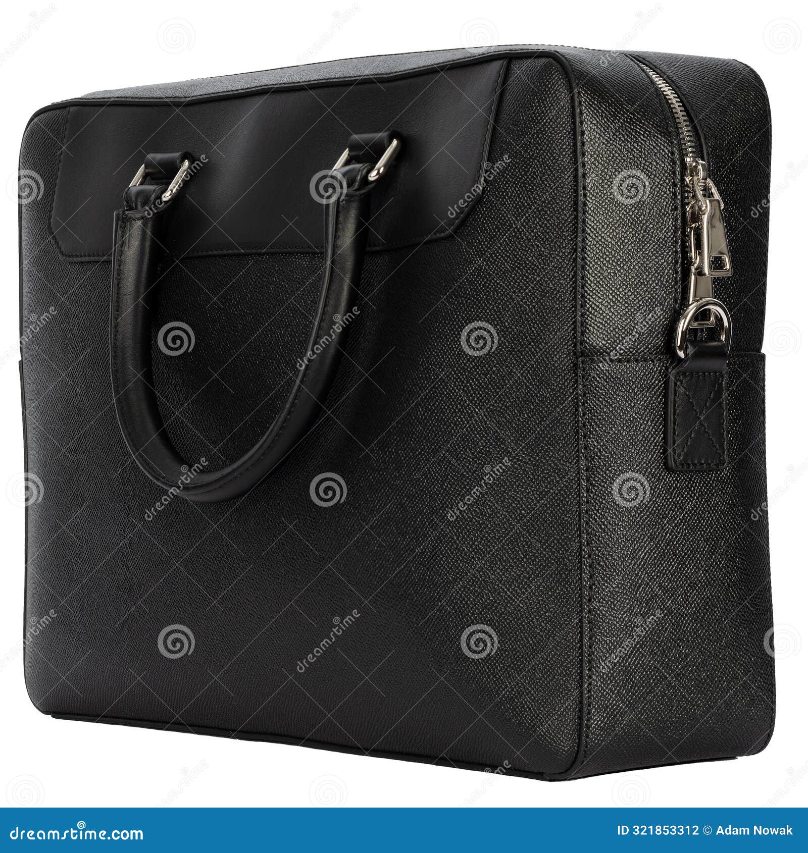 Angled Side View of Black Leather Briefcase Stock Photo - Image of ...