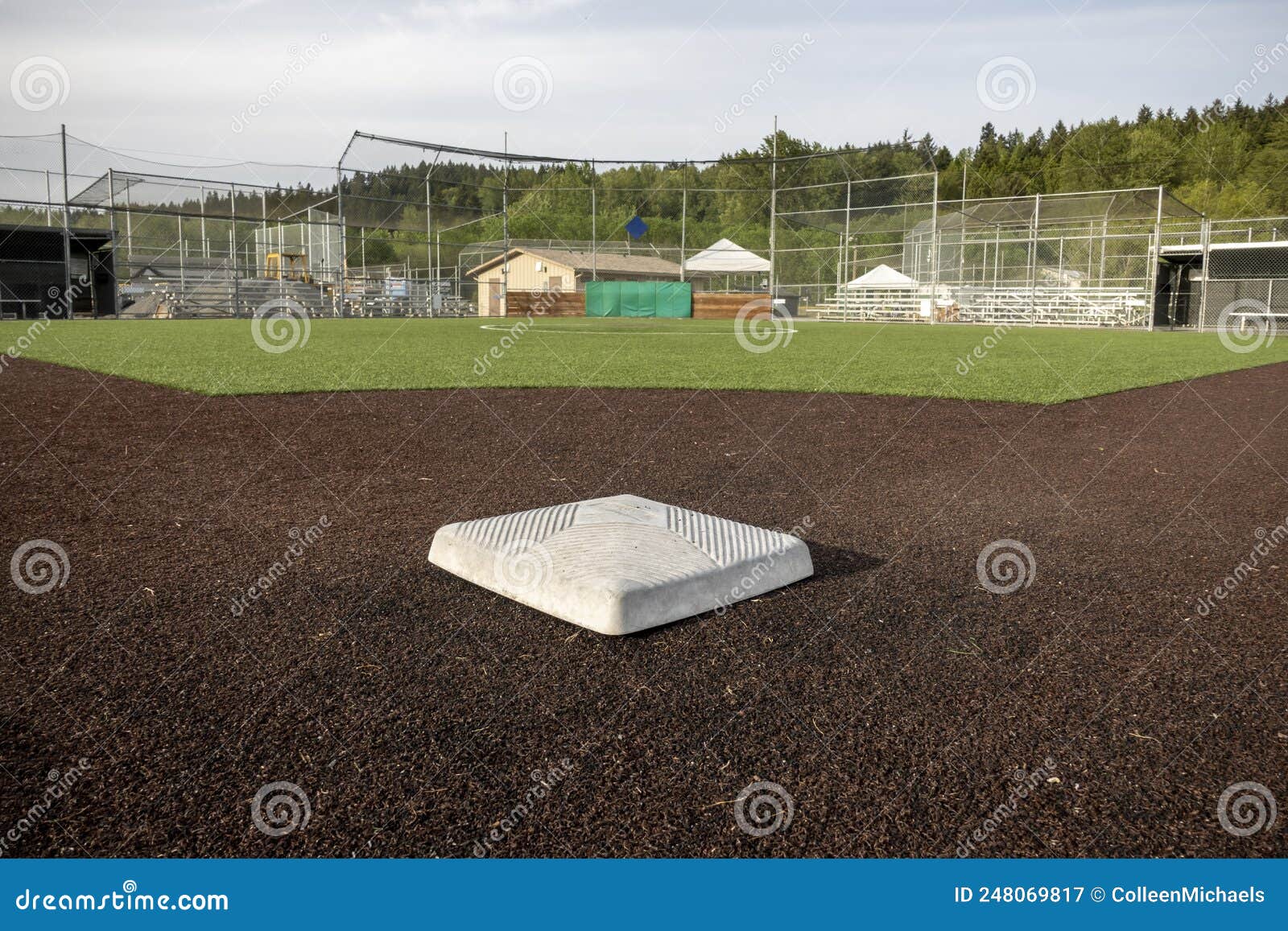Angled View of a Baseball Field on a Bright, Sunny Day Stock Image ...