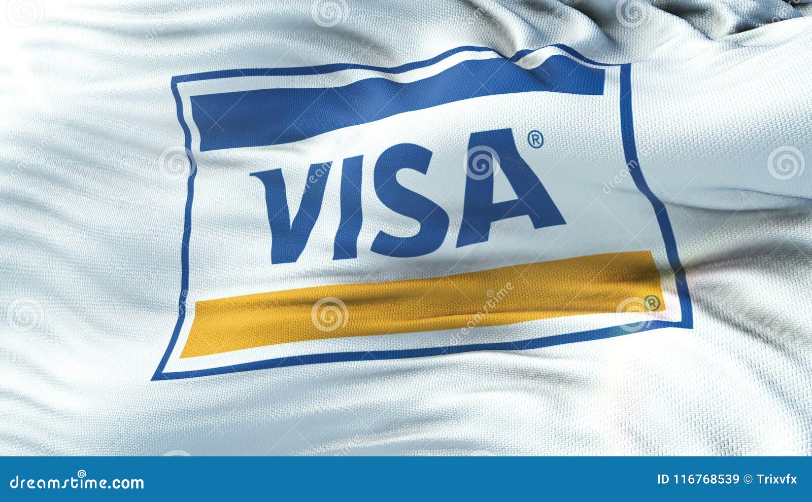 VISA Flag Waving on Sun. Seamless Loop with Highly Detailed Fabric ...