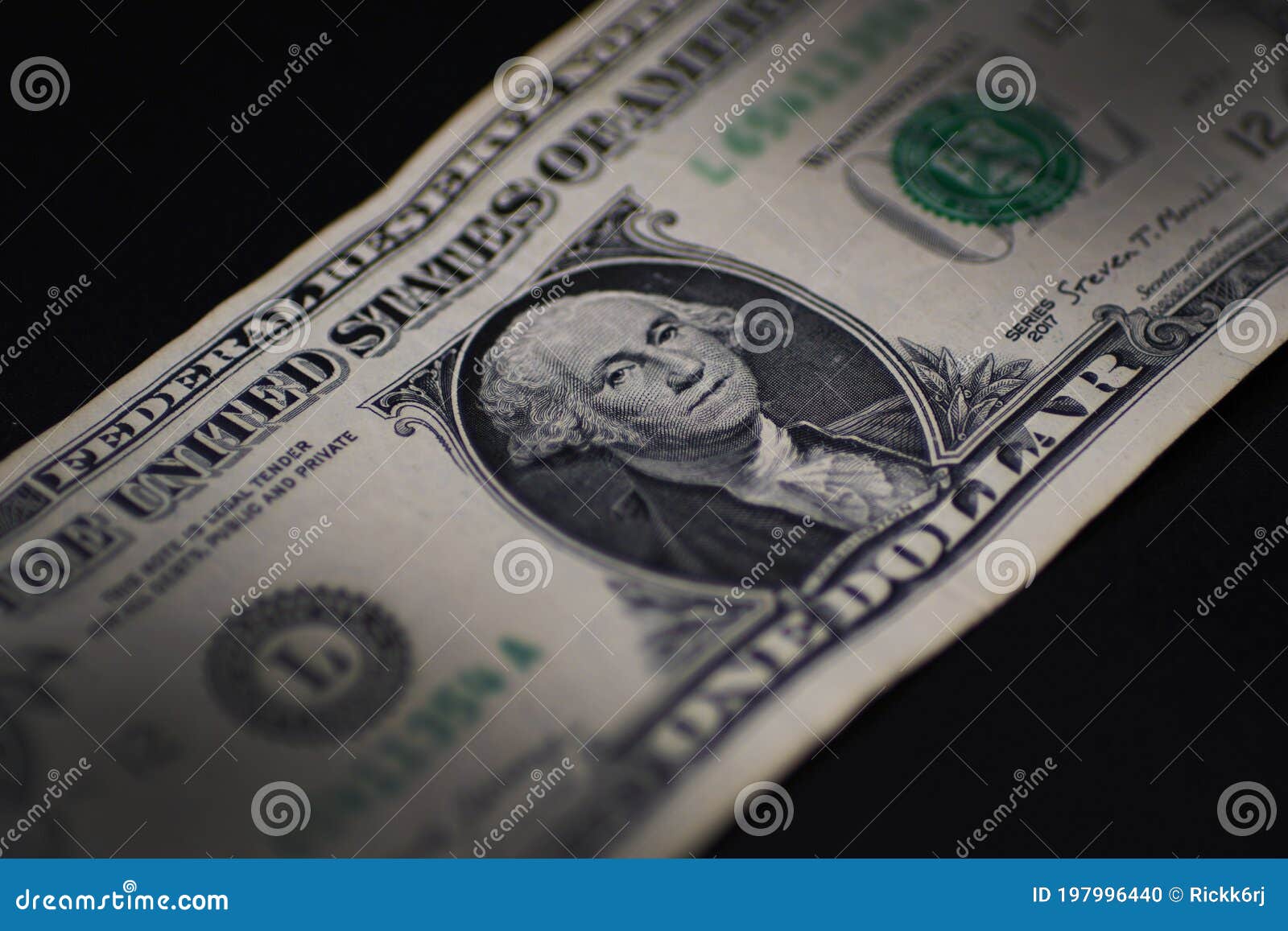 Angled View of US Dollar Bill in Shadows Stock Photo - Image of money ...
