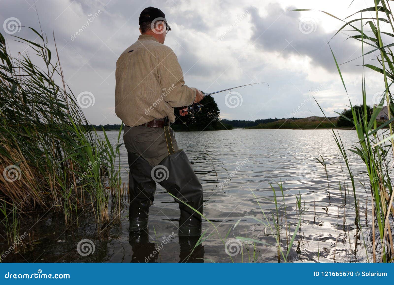 Angler stock photo. Image of spring, reed, active, water - 121665670