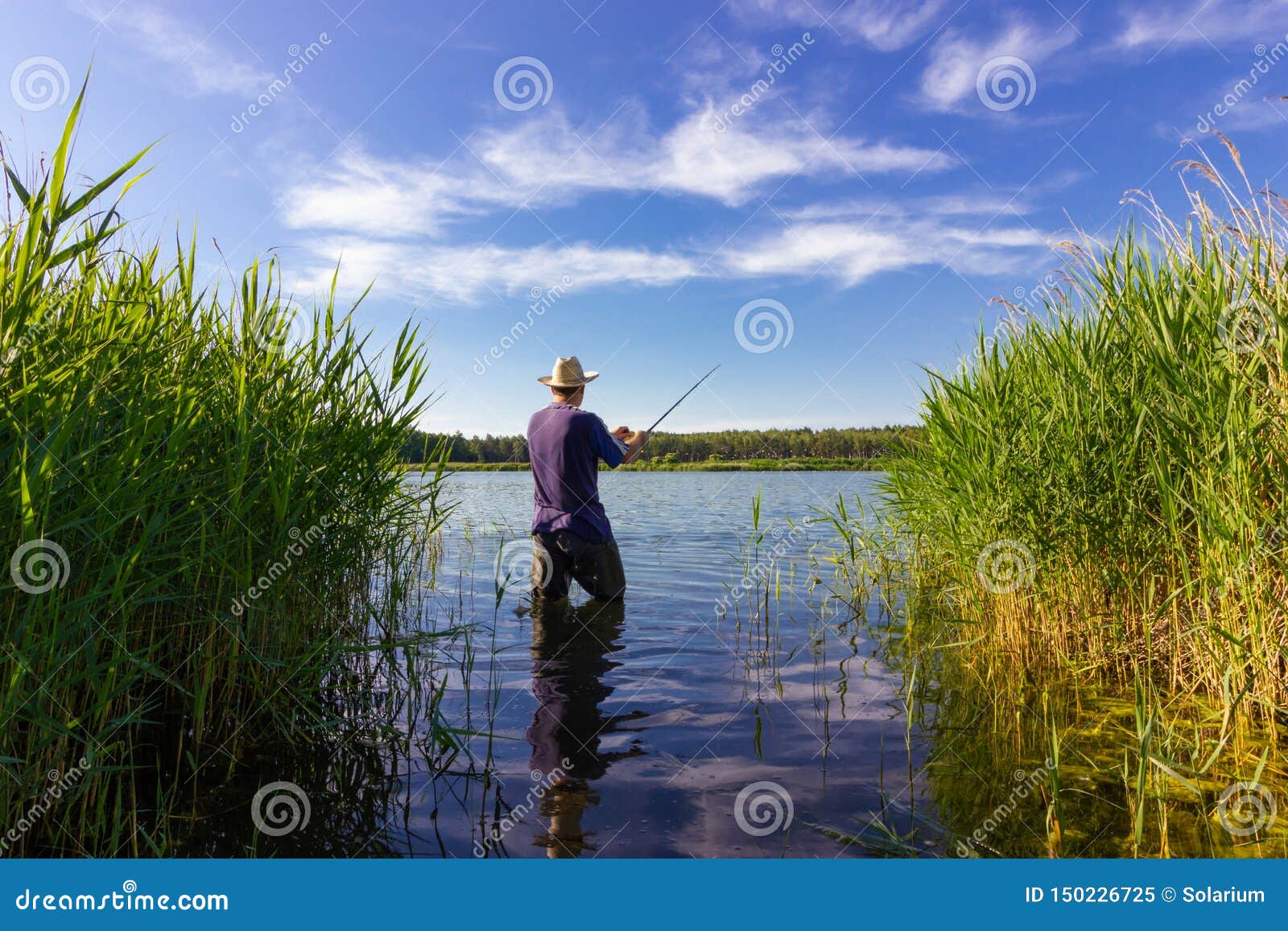 Angler stock illustration. Illustration of blue, clouds - 150226725