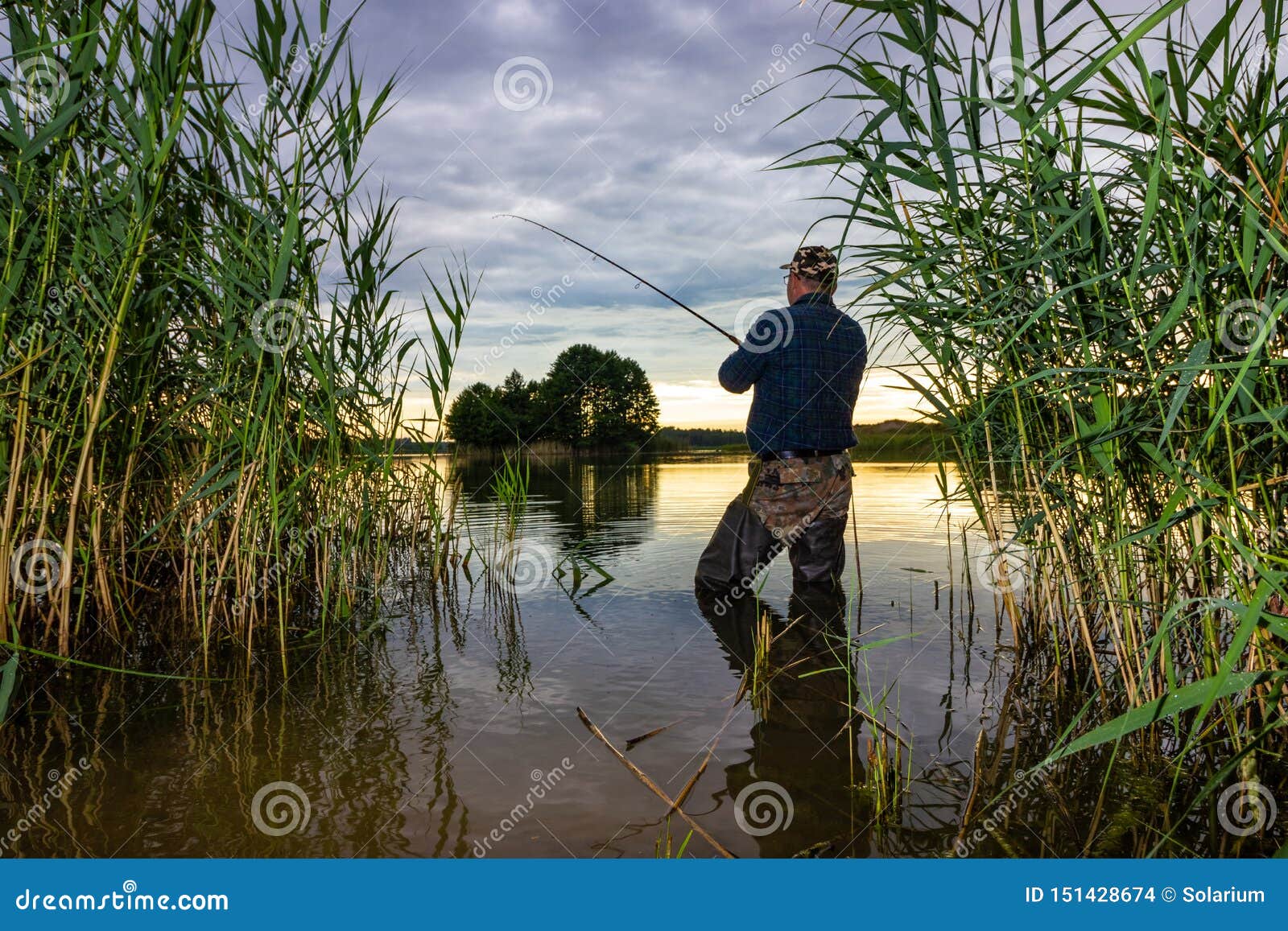 Angler stock photo. Image of reed, fisher, daybreak - 151428674
