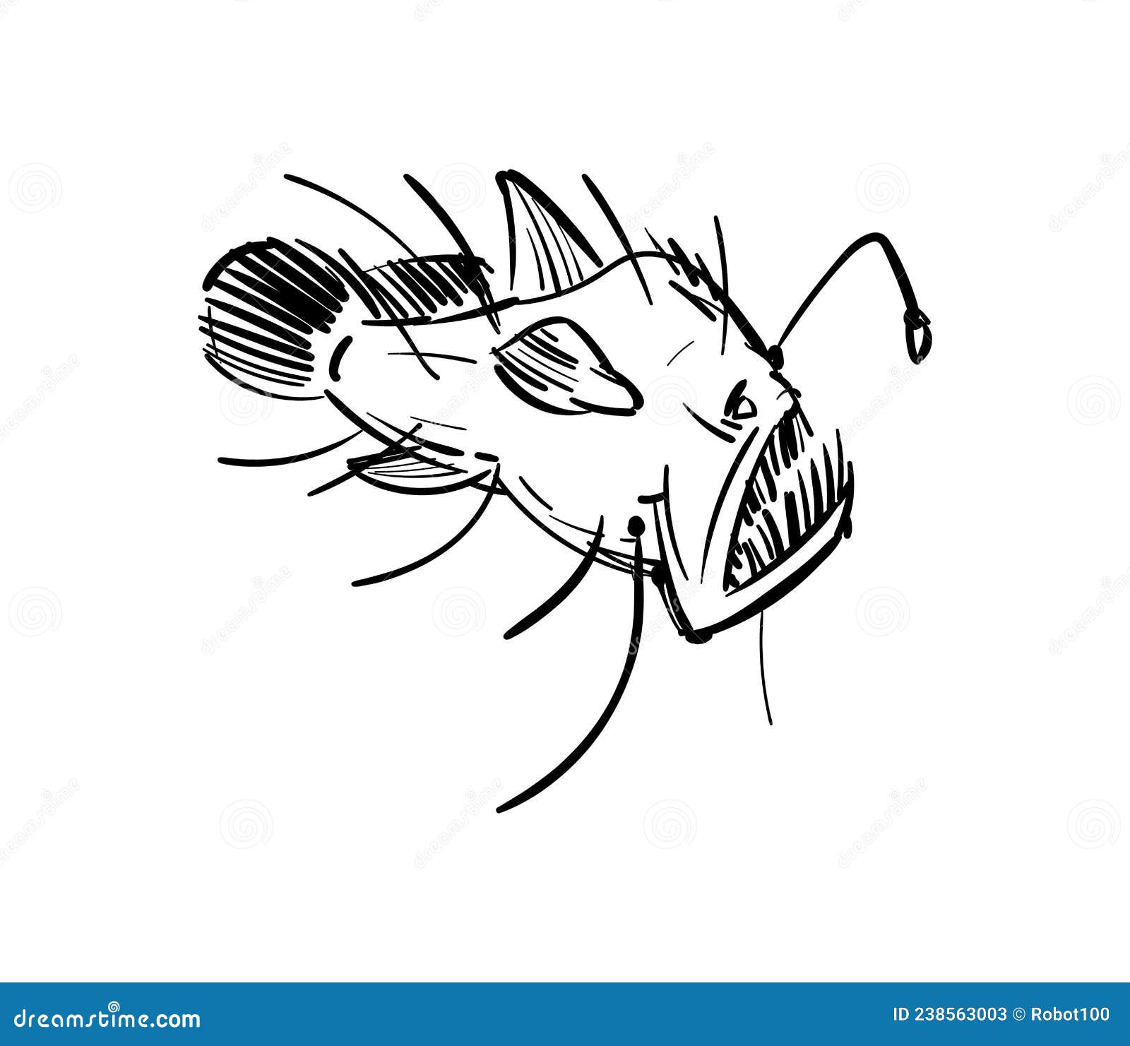 Angler Deep Sea Fish Hand Drawing. Vector Illustration Stock Vector ...