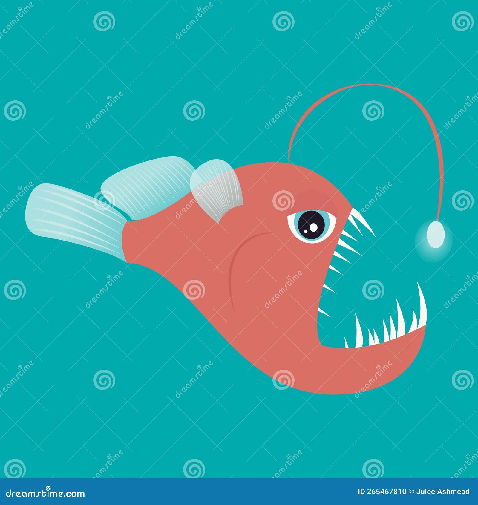 Deep Sea Anglerfish Vector Illustration Isolated Graphic ...