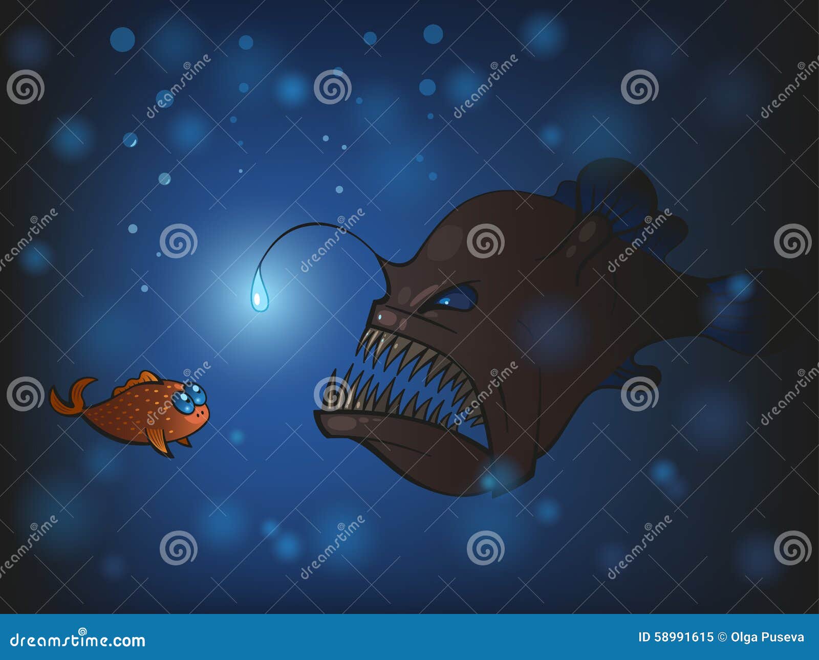 Angler fish stock vector. Illustration of aquatic, life - 58991615