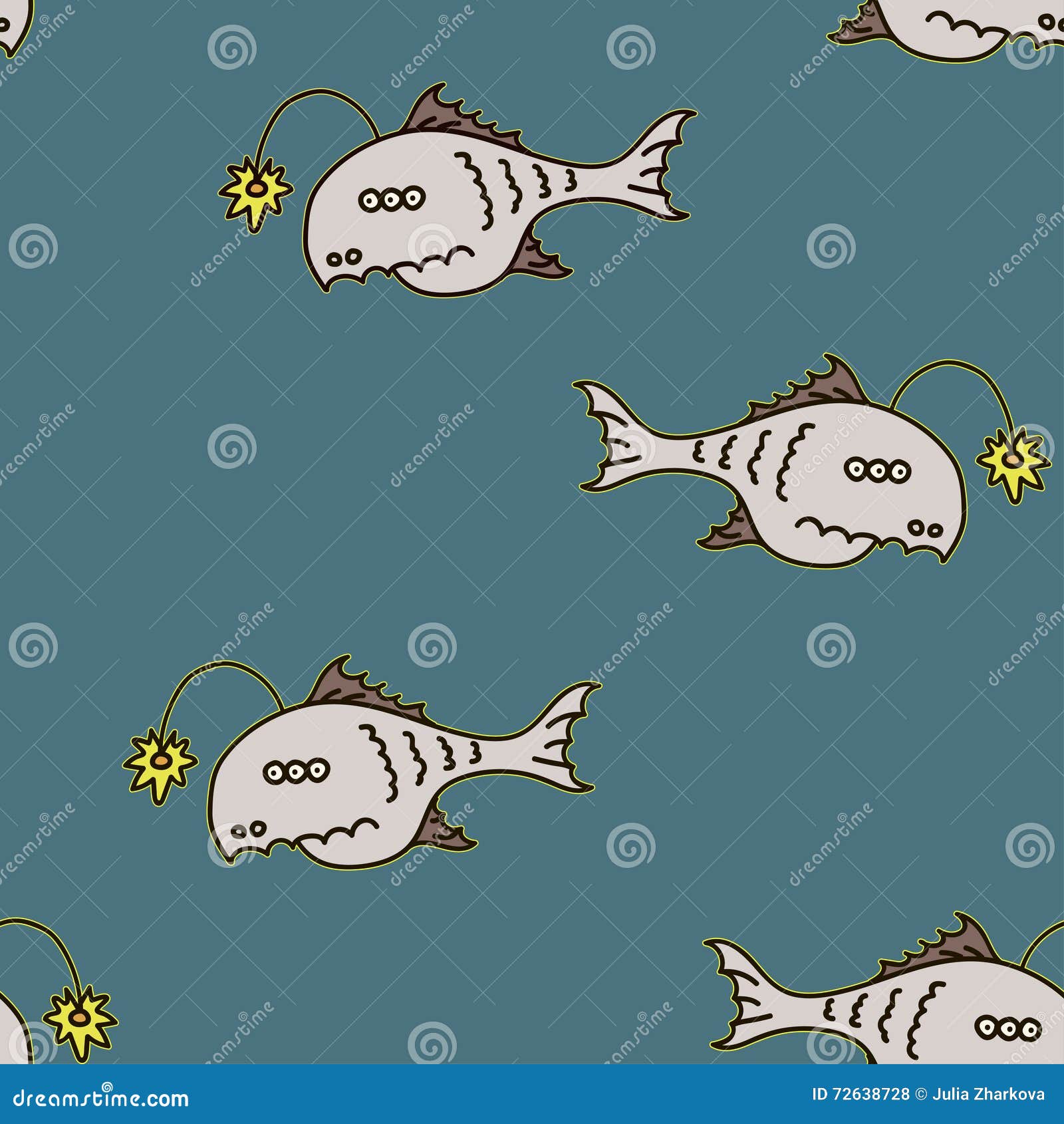 Angler fish pattern stock illustration. Illustration of blue - 72638728