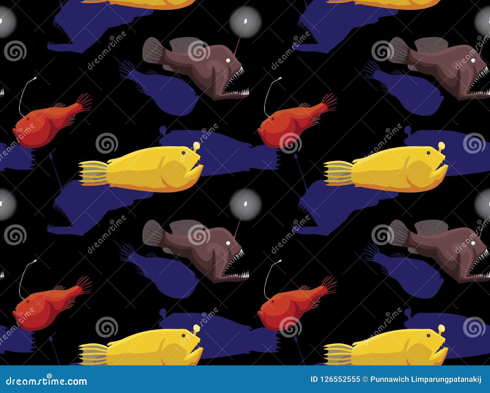 Anglerfish Background Seamless Wallpaper Stock Vector - Illustration of ...