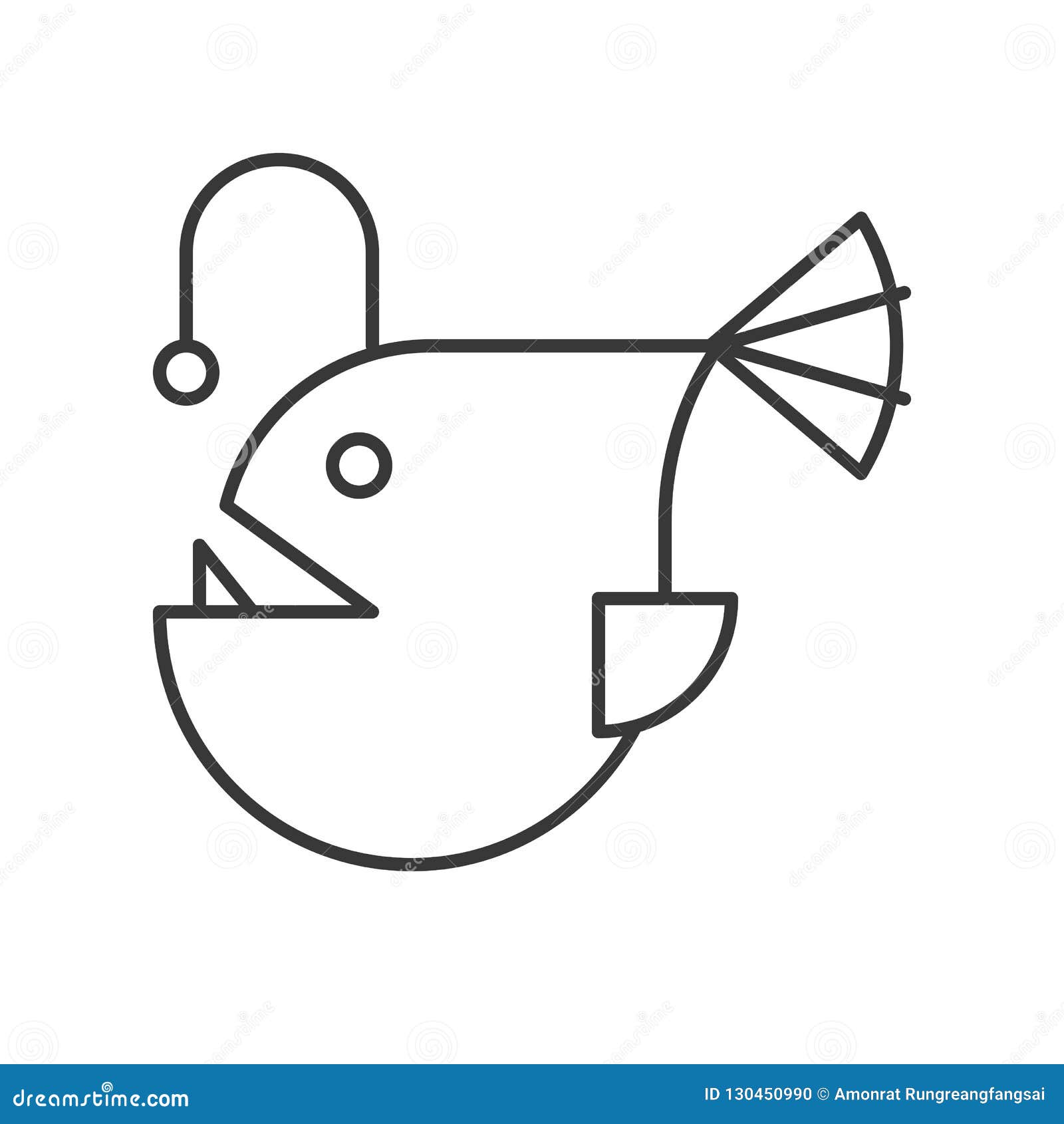Anglerfish Icon, Set of Ocean Life, Line Design Vector Stock Vector ...