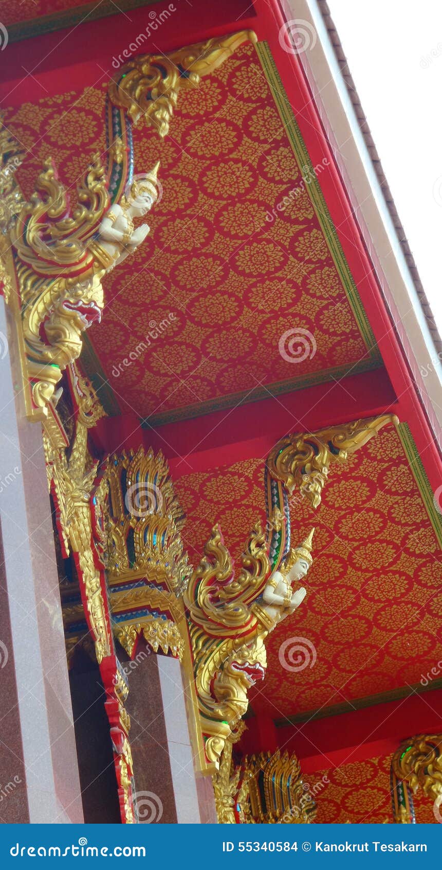 Angles the Guardian on Temple Post Stock Photo - Image of ceiling ...