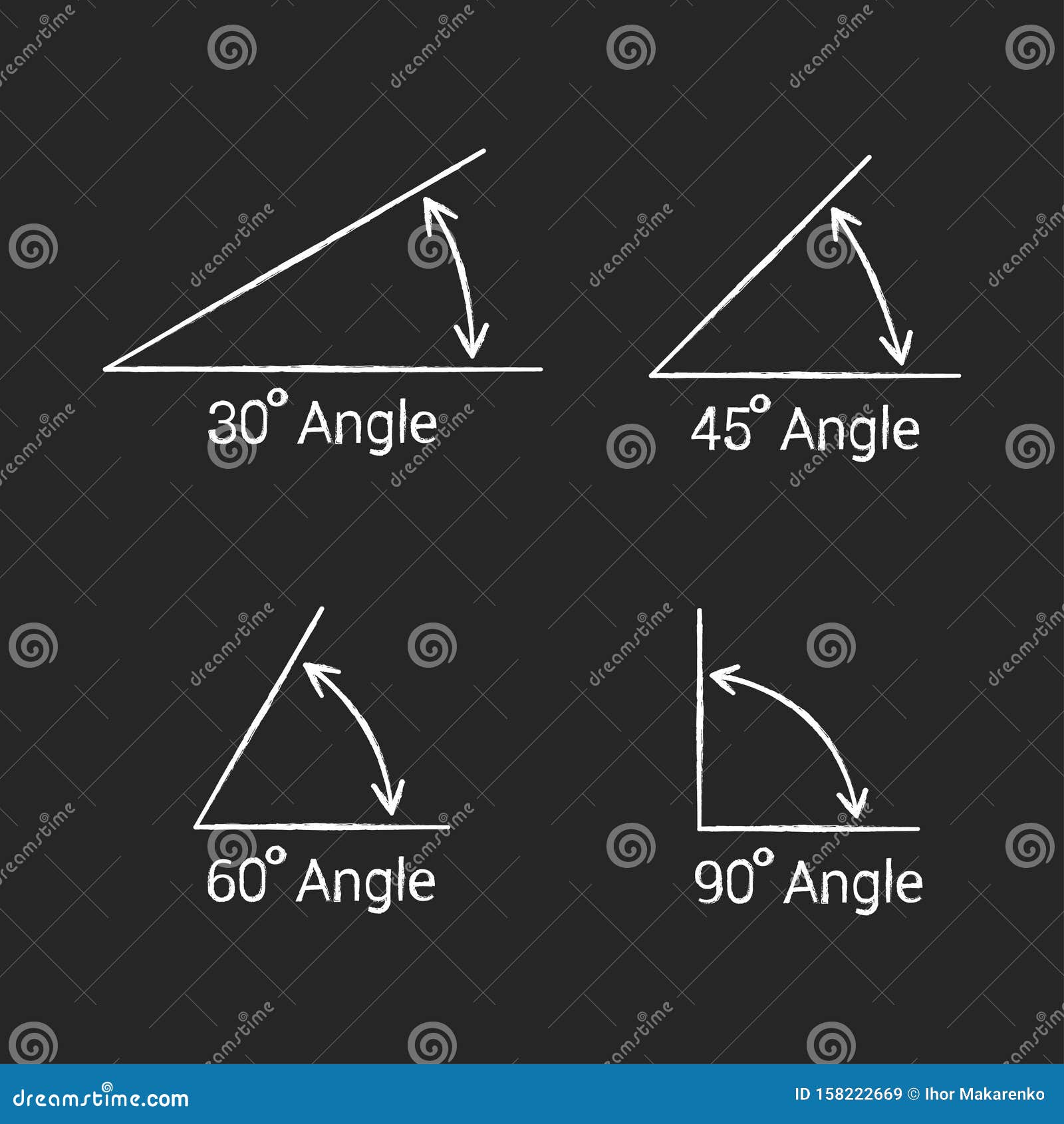 Angles Icons Chalk Set on White Background. Vector Stock Vector ...
