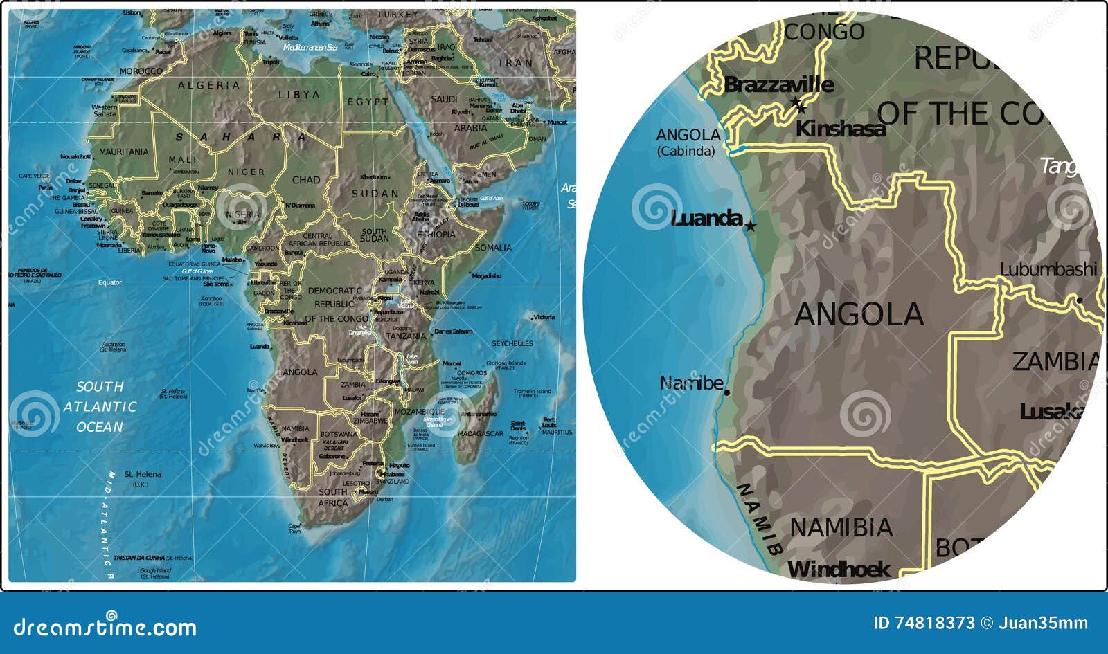Angola And Africa Map Royalty-Free Stock Photography | CartoonDealer ...