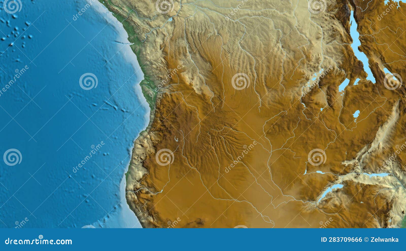 Angola area. Relief map stock illustration. Illustration of elevation ...