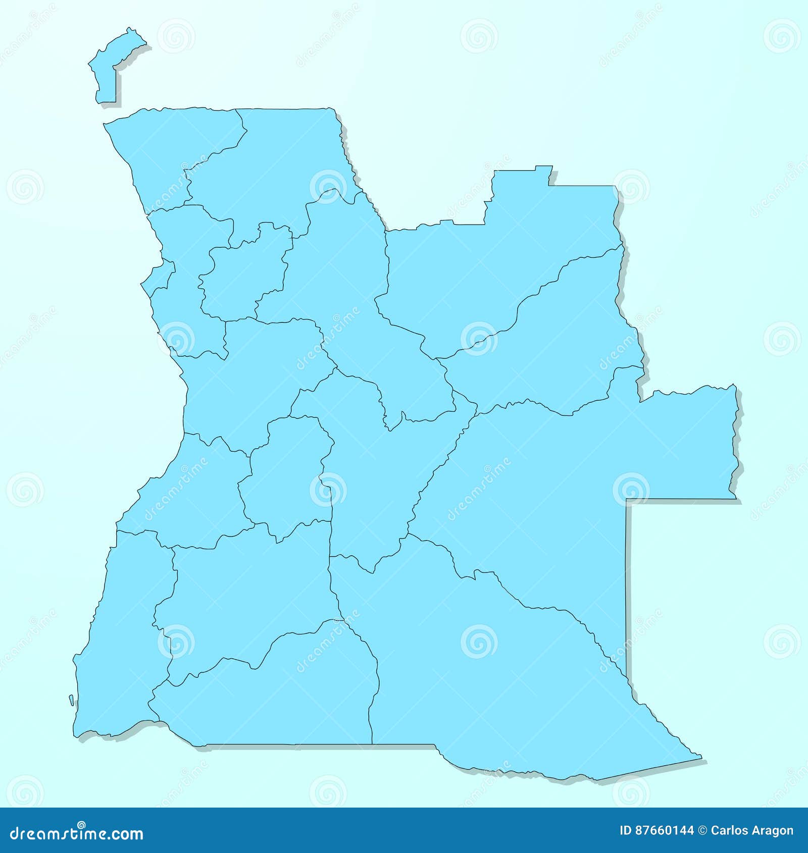 Angola - Blue Map With Neighboring Countries And Names Stock ...