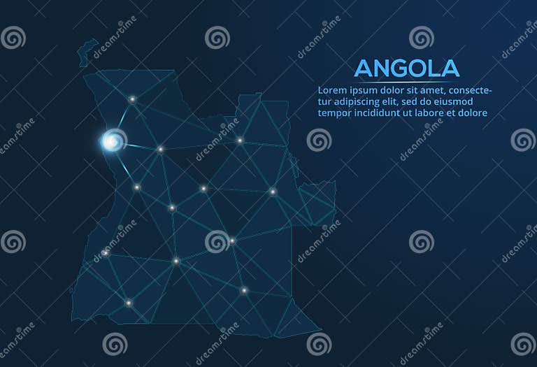 Angola Communication Network Map. Vector Low Poly Image of a Global Map ...